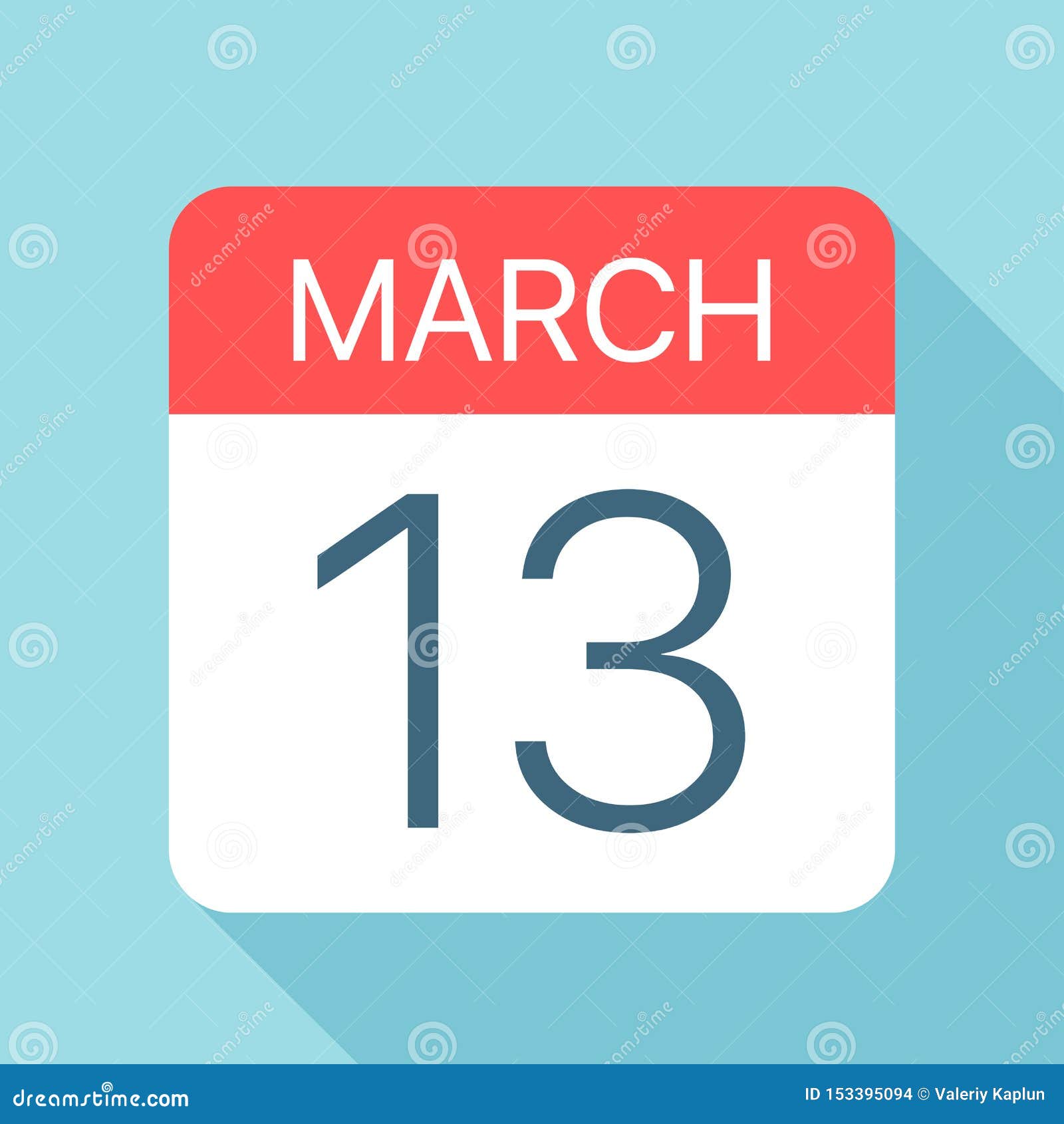 March 13 - Calendar Icon. Vector Illustration of One Day of Month Stock ...