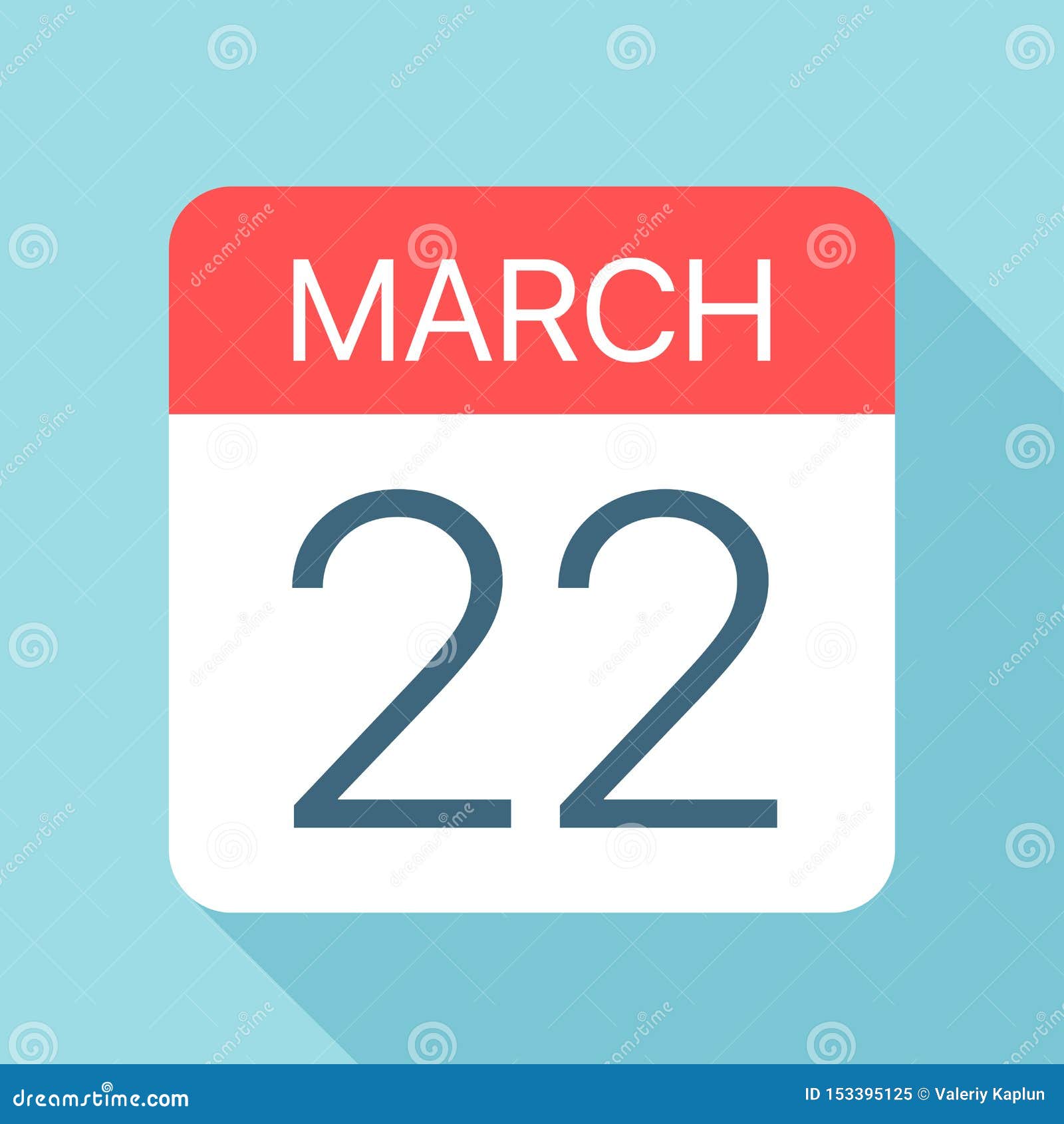 March 22 - Calendar Icon. Vector Illustration of One Day of Month Stock ...