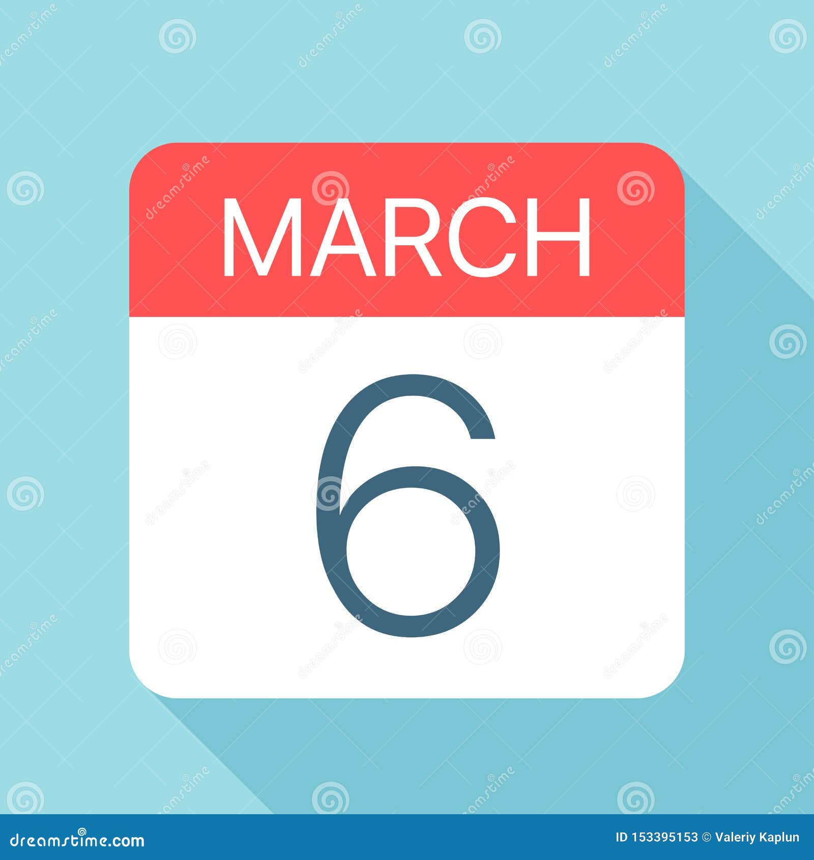 March 6 - Calendar Icon. Vector Illustration of One Day of Month Stock ...