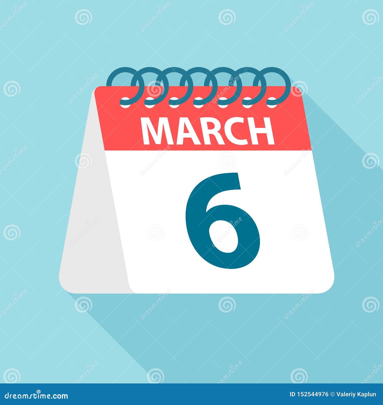 March 6 - Calendar Icon. Vector Illustration of One Day of Month ...