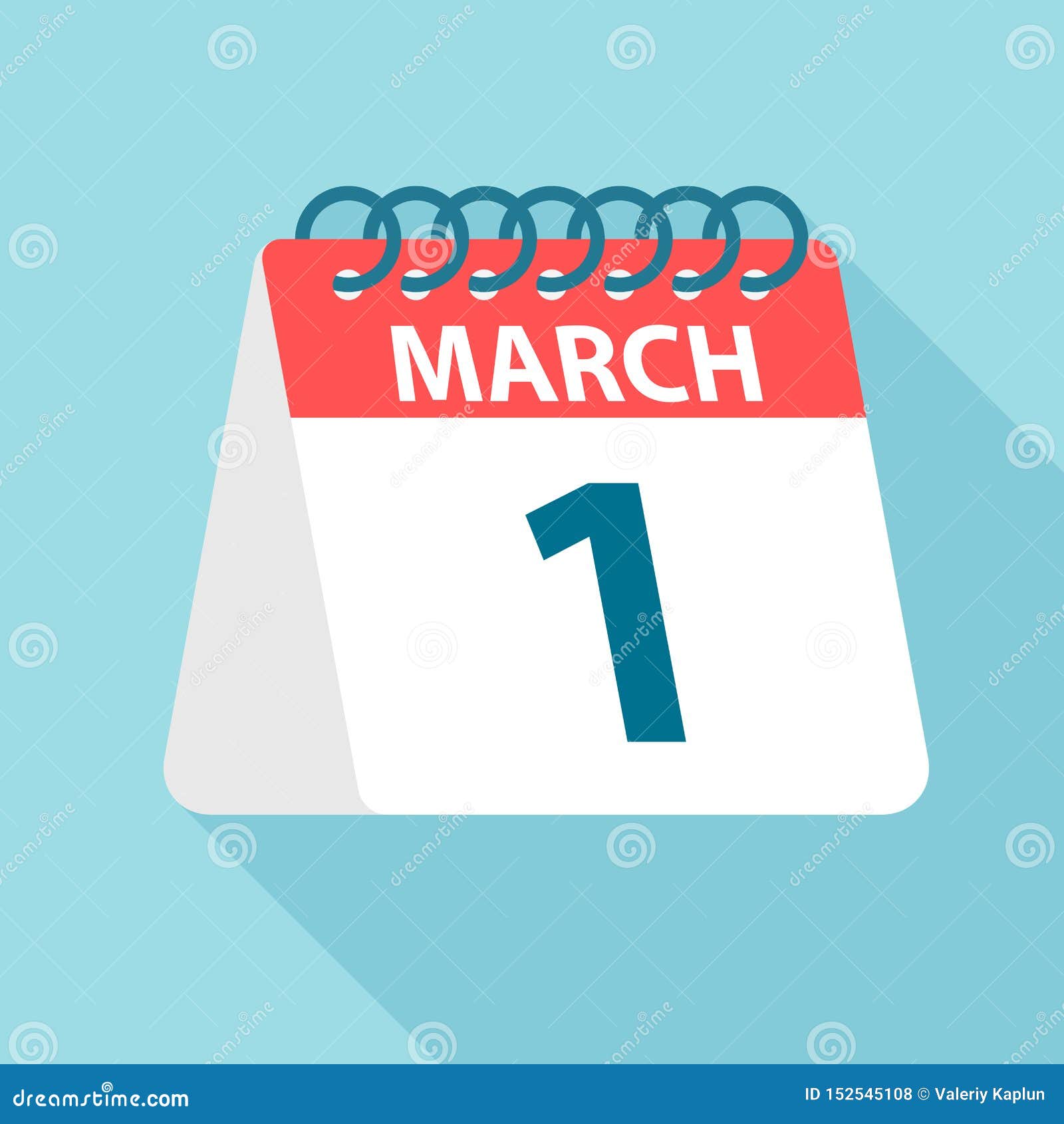 March 1 - Calendar Icon. Vector Illustration of One Day of Month ...