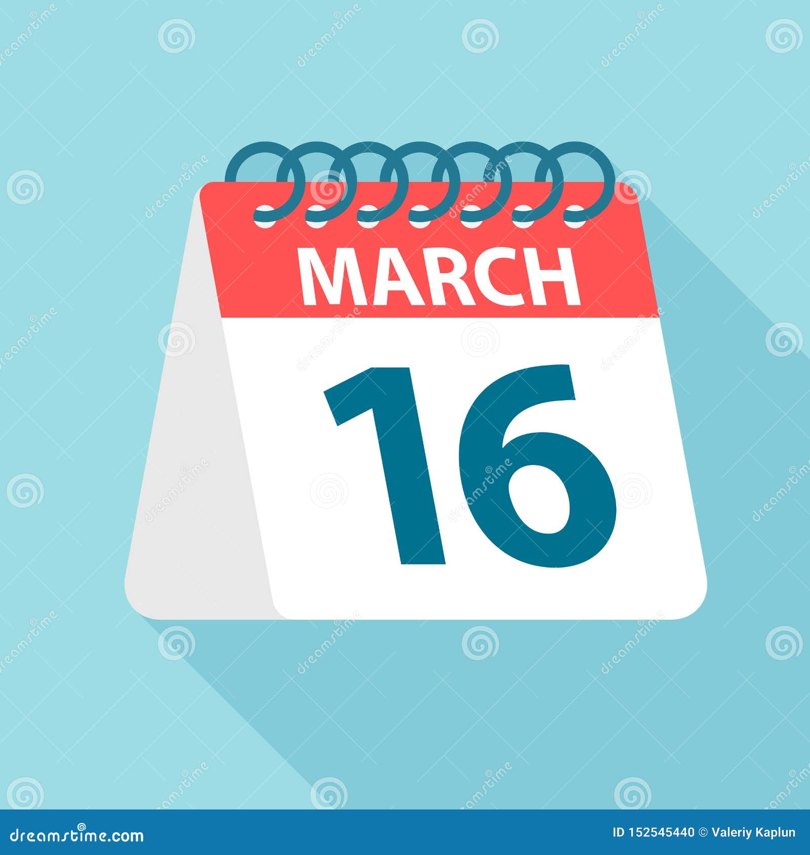 March 16 - Calendar Icon. Vector Illustration of One Day of Month ...