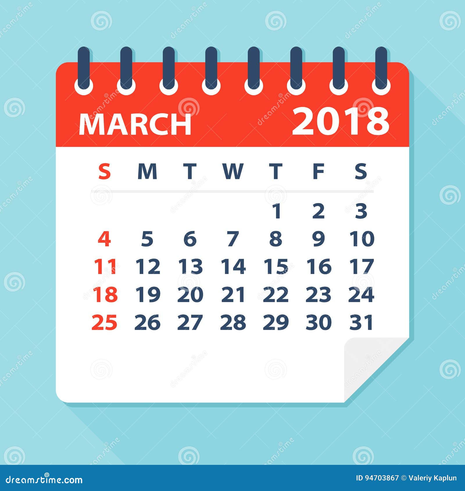 March 2018 Calendar Leaf - Illustration Stock Illustration ...