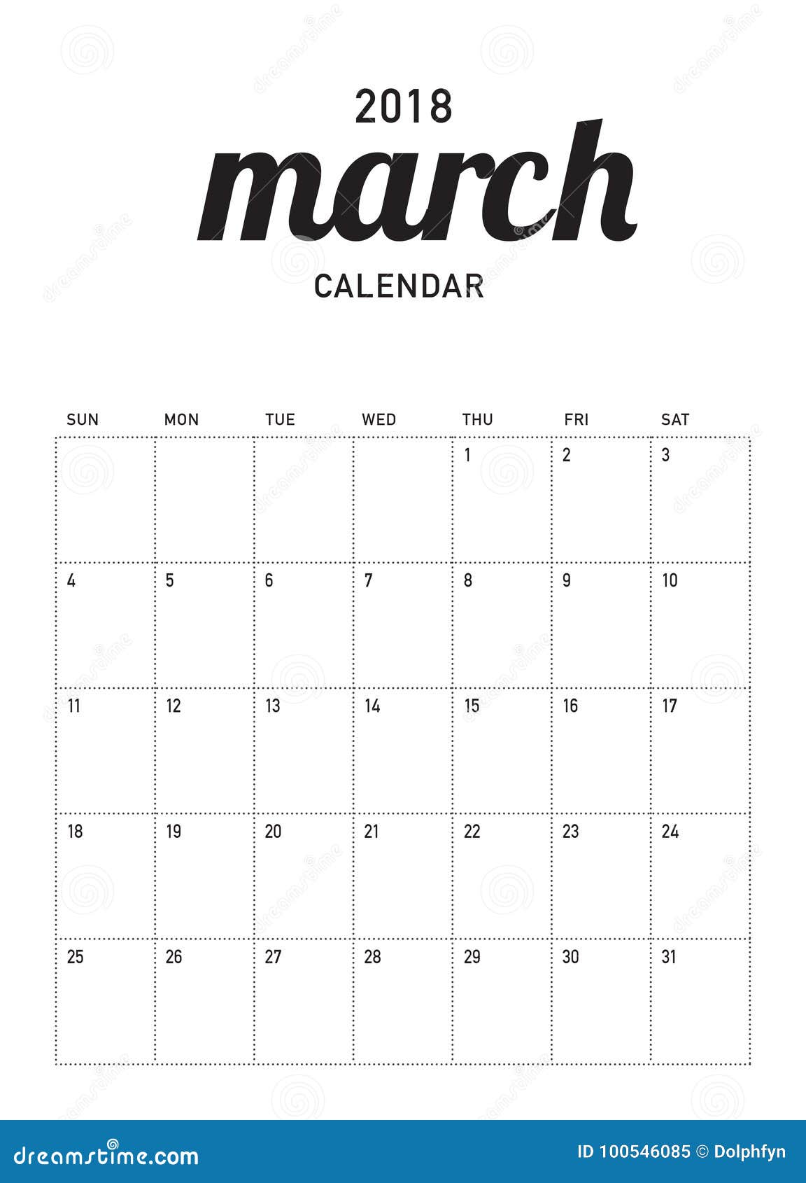 March 2018 Calendar Planner Vector Illustration Stock Vector ...