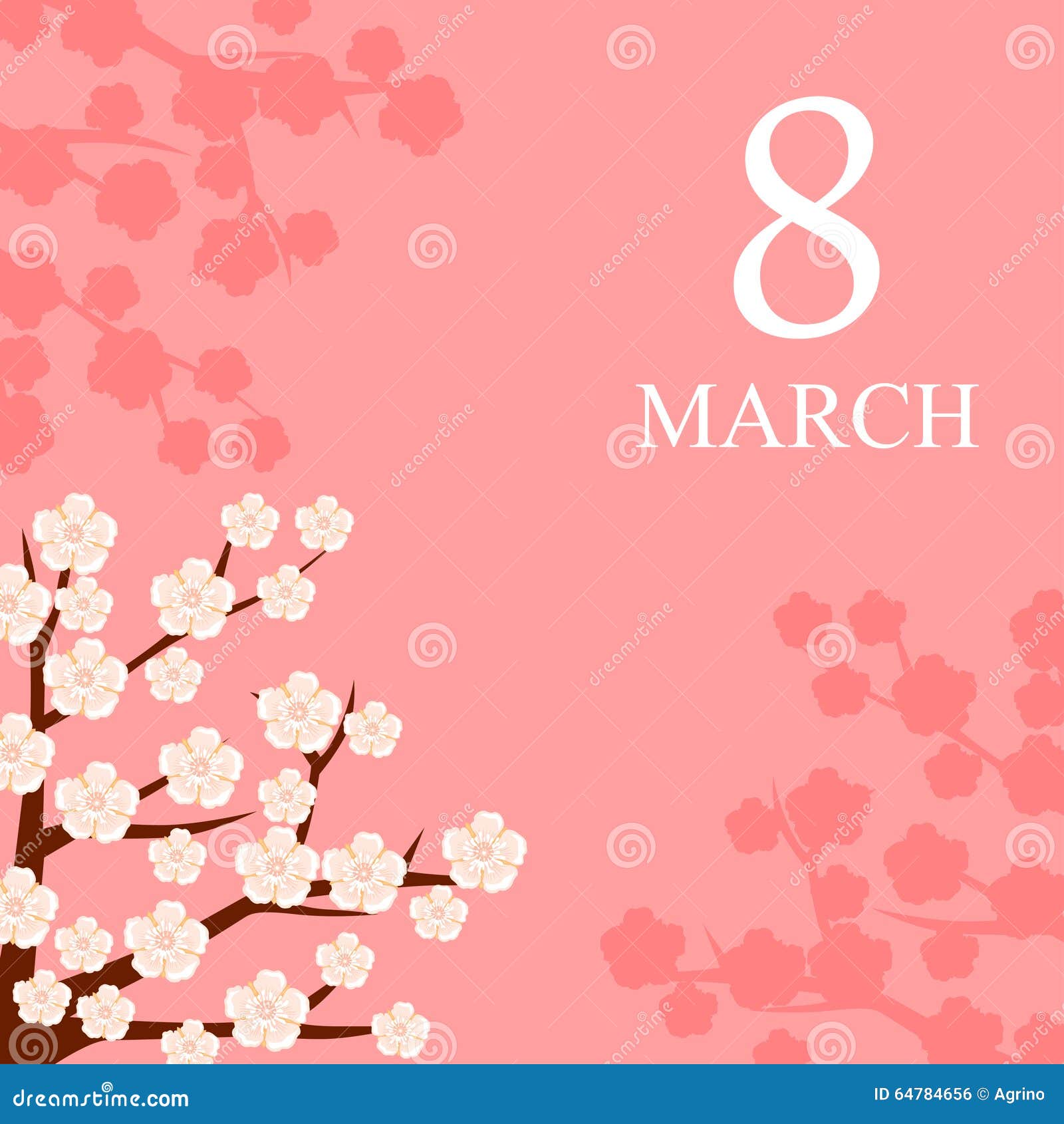 8 March Card Decorated with Flowering Branches Stock Vector ...