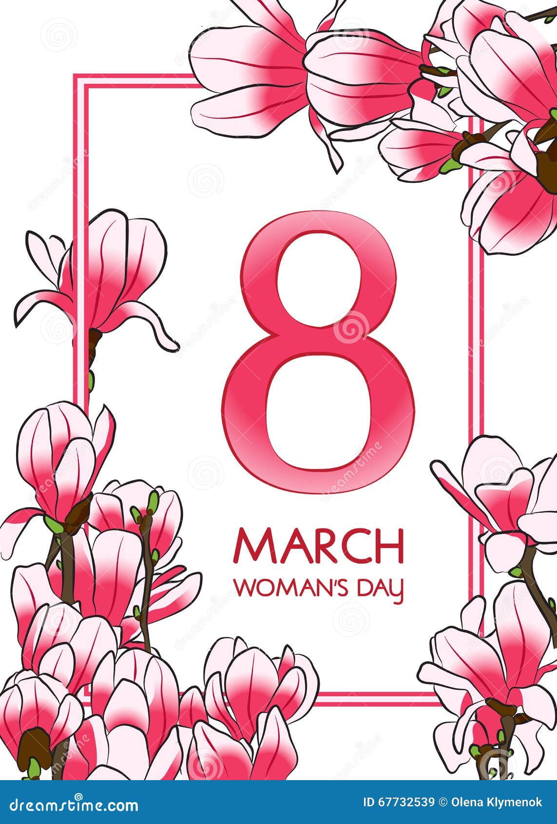 8 March card. stock vector. Illustration of background - 67732539