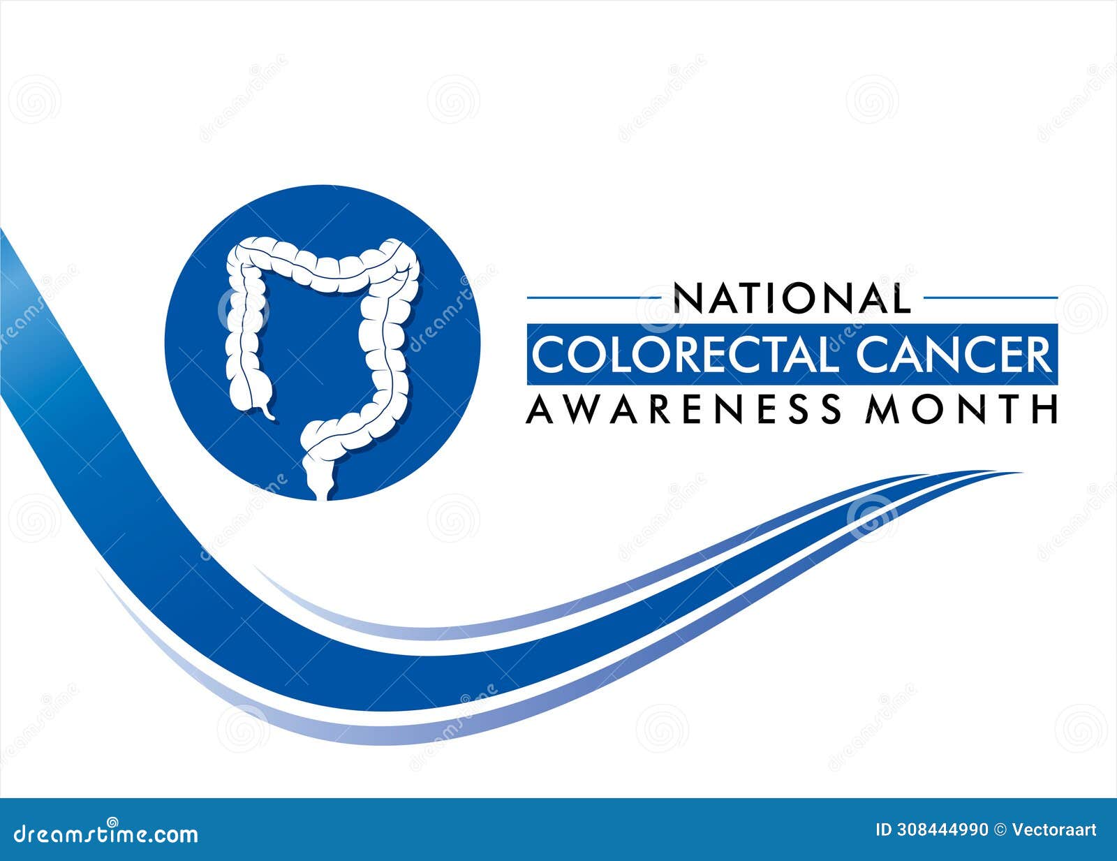 March Is Colorectal Cancer Awareness Month - Text And Blue Ribbon ...