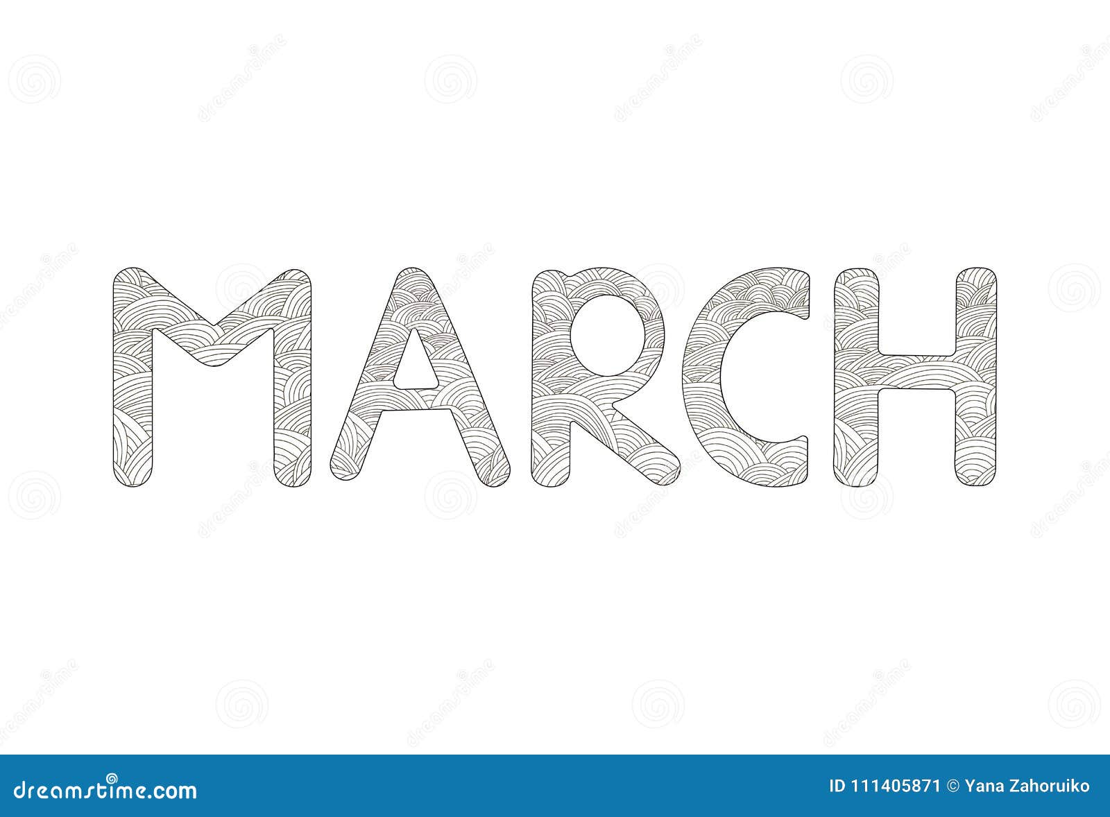 March. Creative Hand Drawn Letters. Coloring Page Stock Vector ...