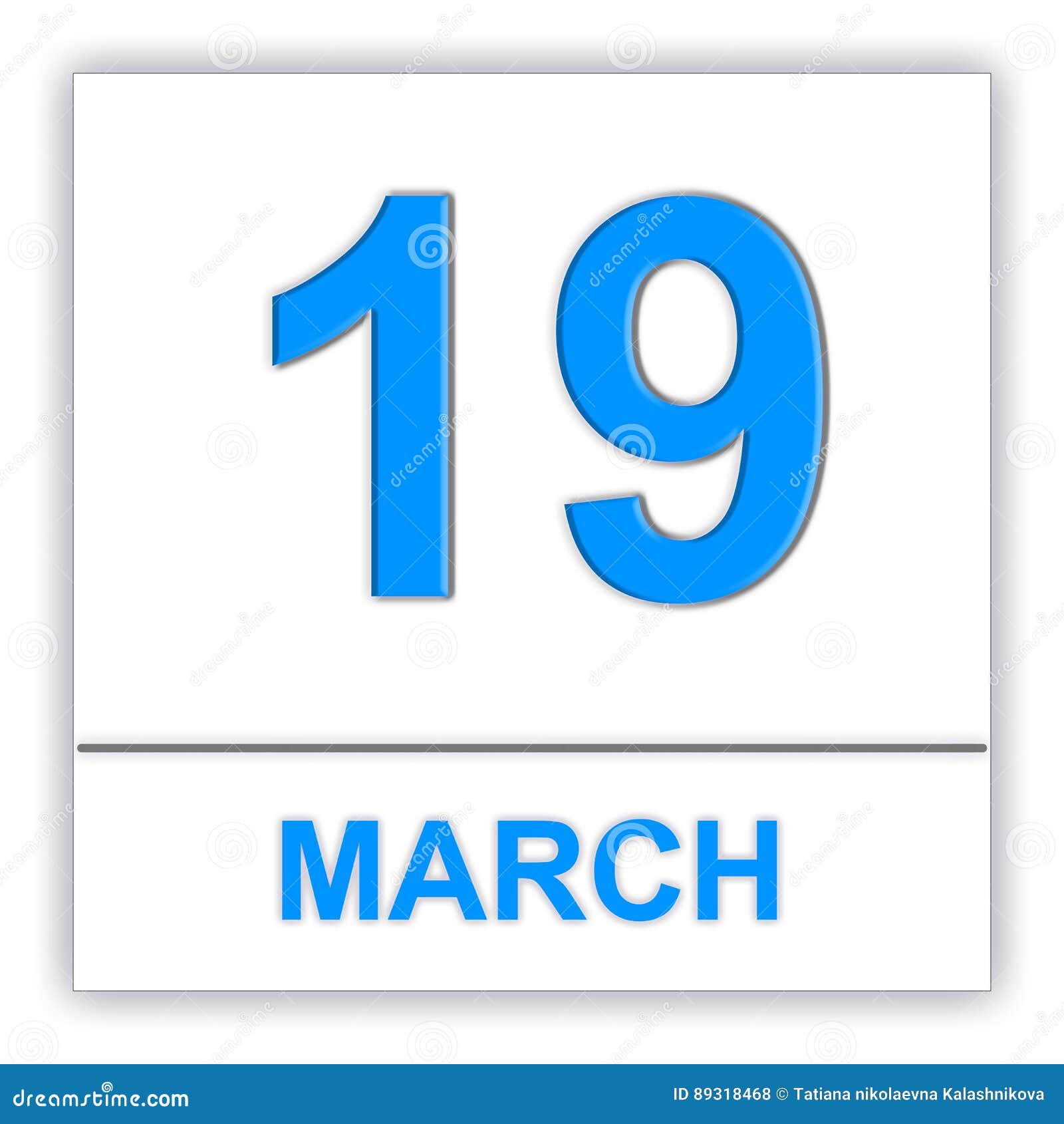 March 19. Day on the Calendar Stock Illustration - Illustration of page ...