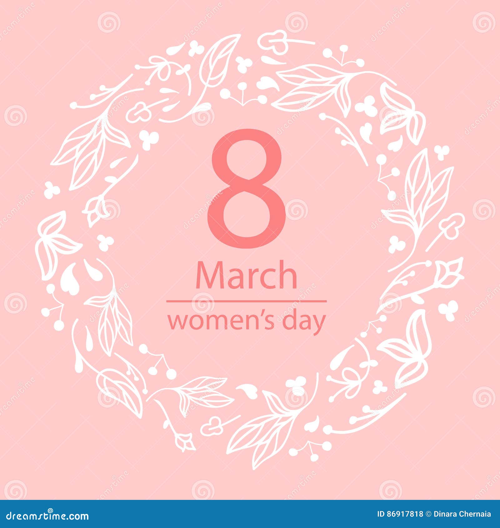 8 March Design Card Set with Flowers Wreath Stock Vector - Illustration ...