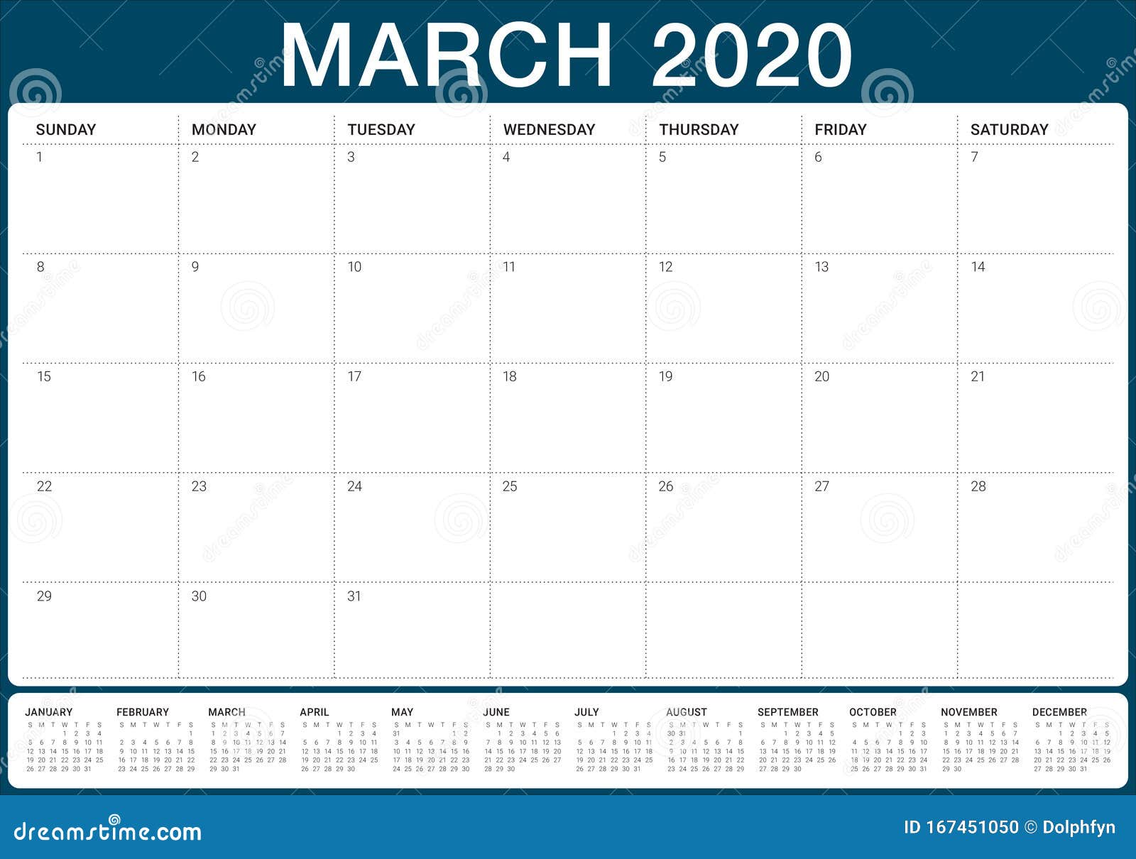March 2020 Desk Calendar Vector Illustration Stock Vector ...