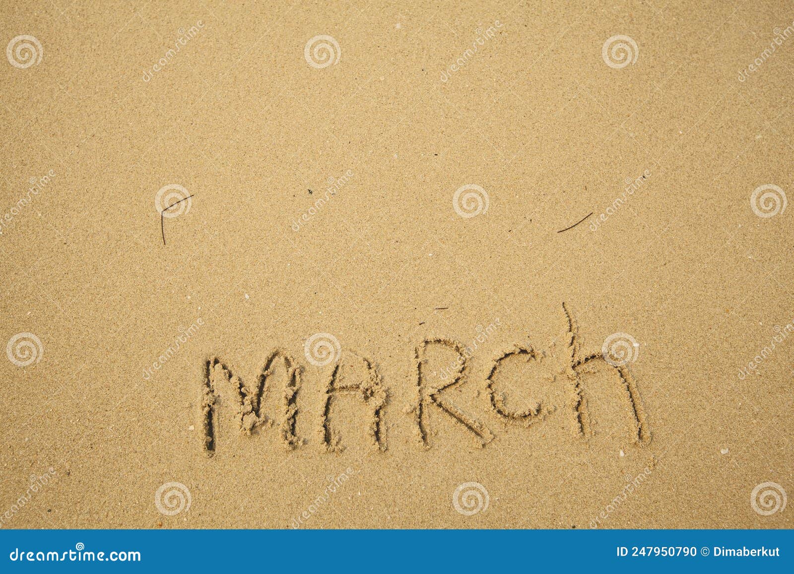 March - Drawing Handwritten on the Sea Beach Sand. Stock Photo - Image ...