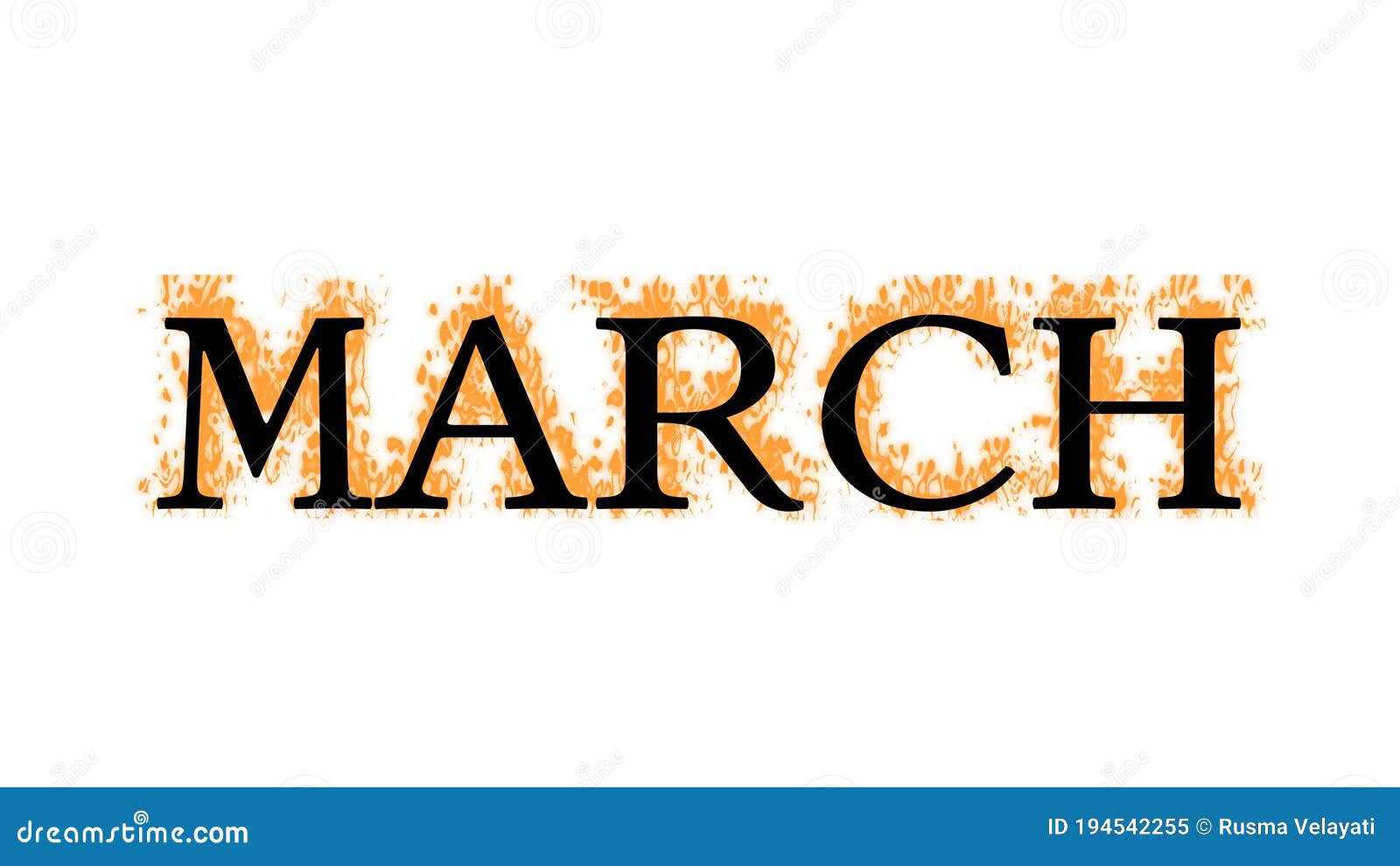 March Fire Text Effect White Isolated Background Stock Illustration ...