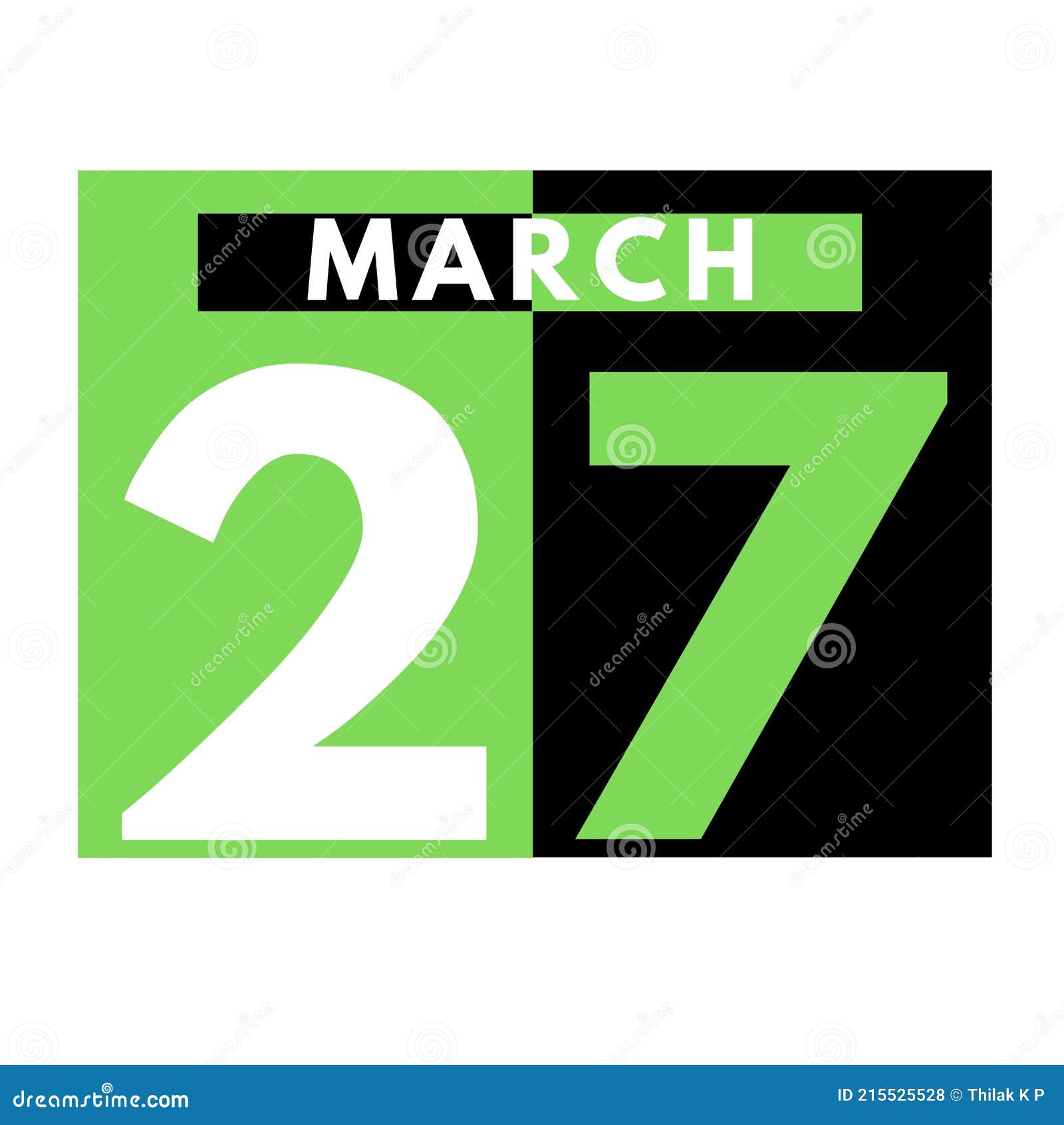 March 27 . Flat daily Calendar Icon .date ,day, Month Stock ...