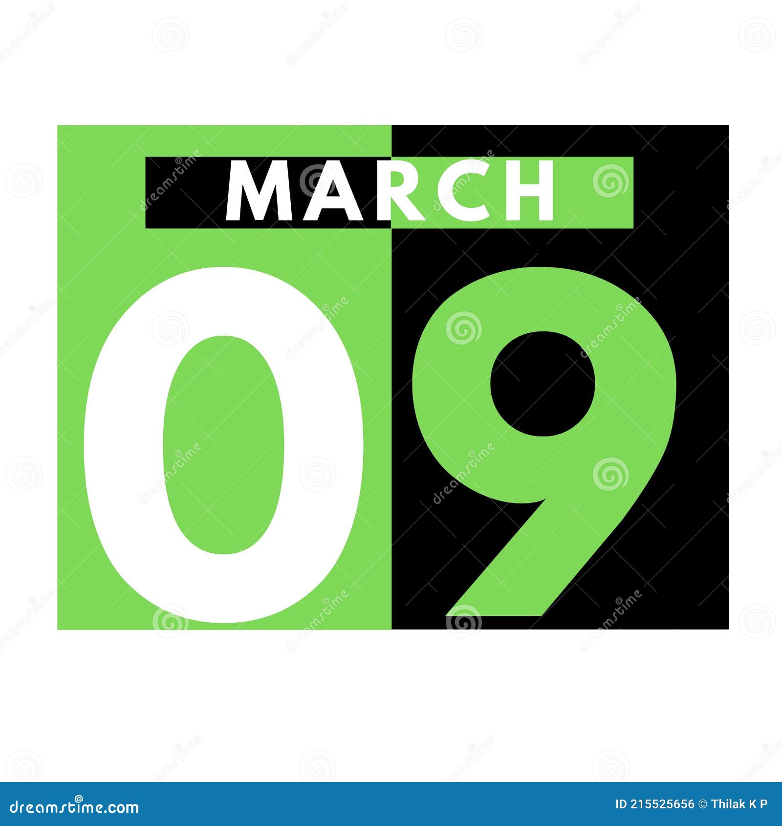 March 9 . Flat daily Calendar Icon .date ,day, Month Stock Illustration ...