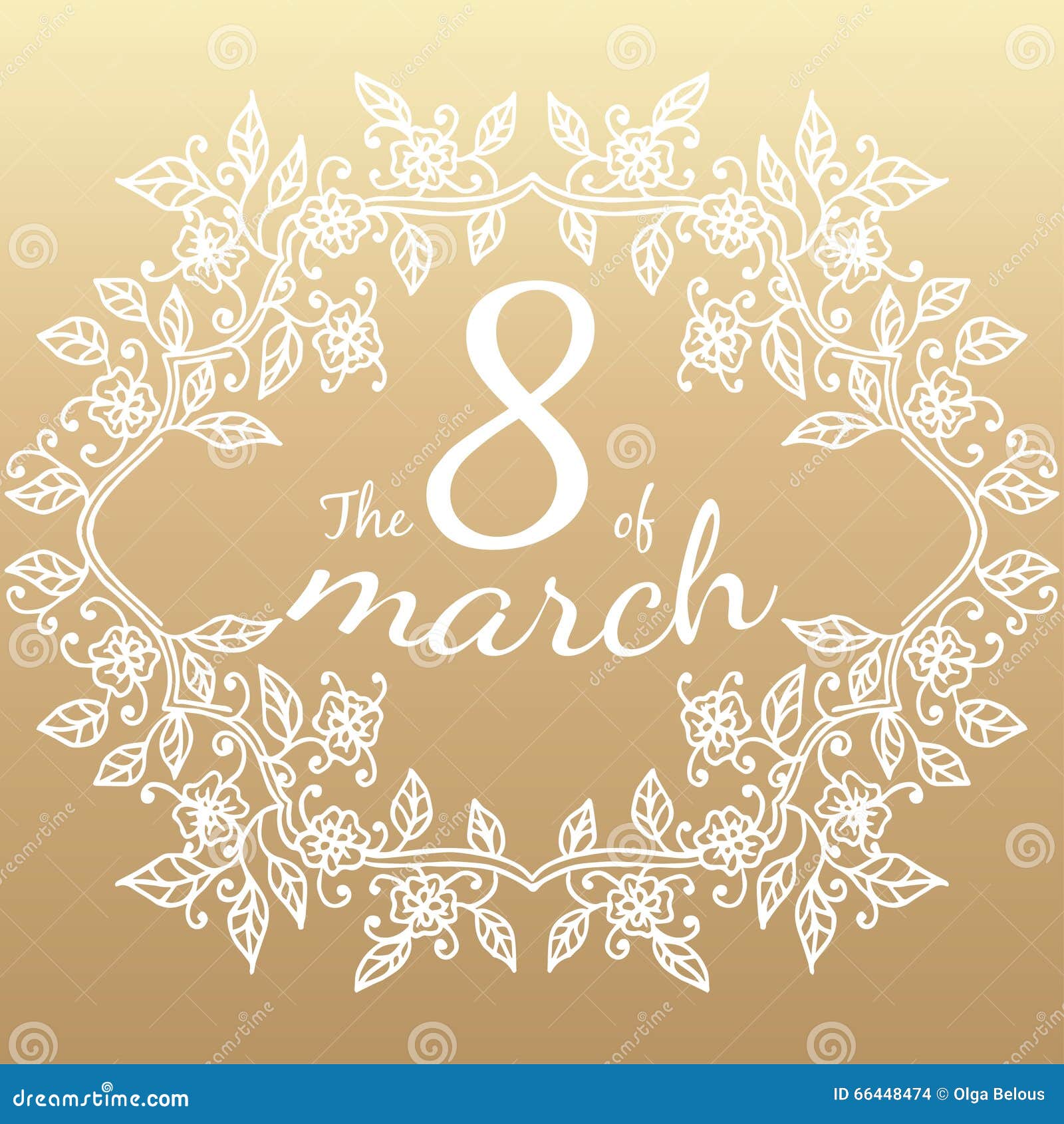 The 8 of March in Floral Frame. Stock Vector - Illustration of label ...