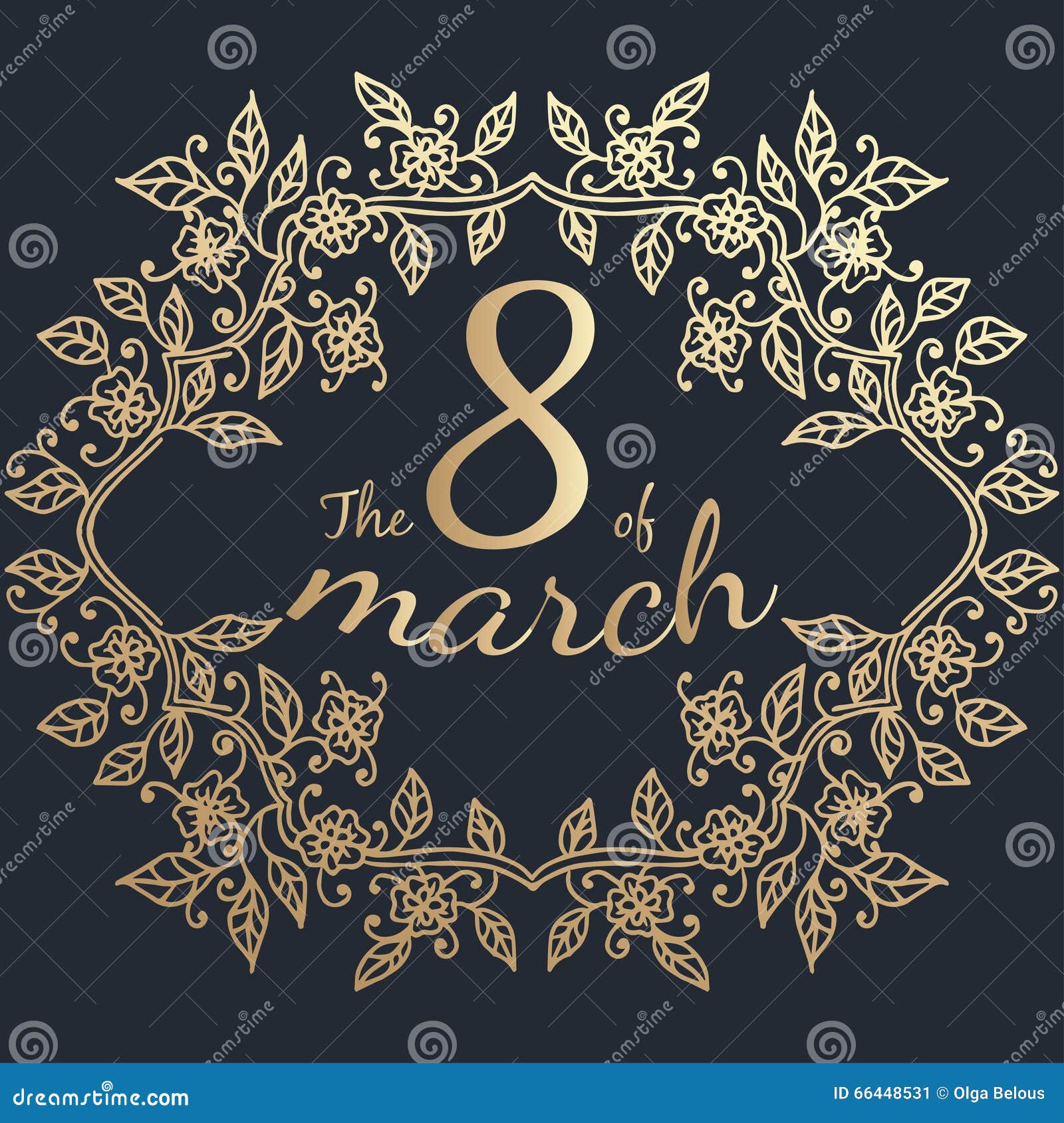 The 8 of March in Floral Frame. Stock Vector - Illustration of lady ...