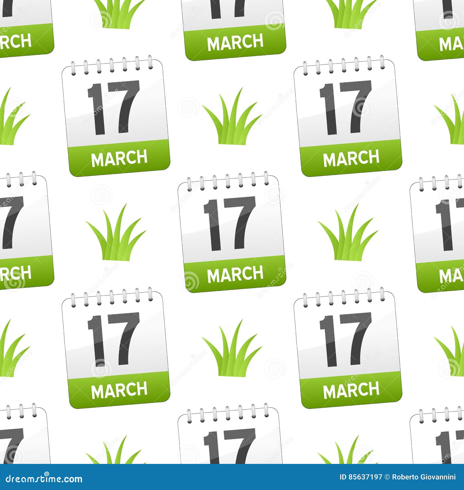 March 17 with Grass Seamless Pattern Stock Vector - Illustration of ...