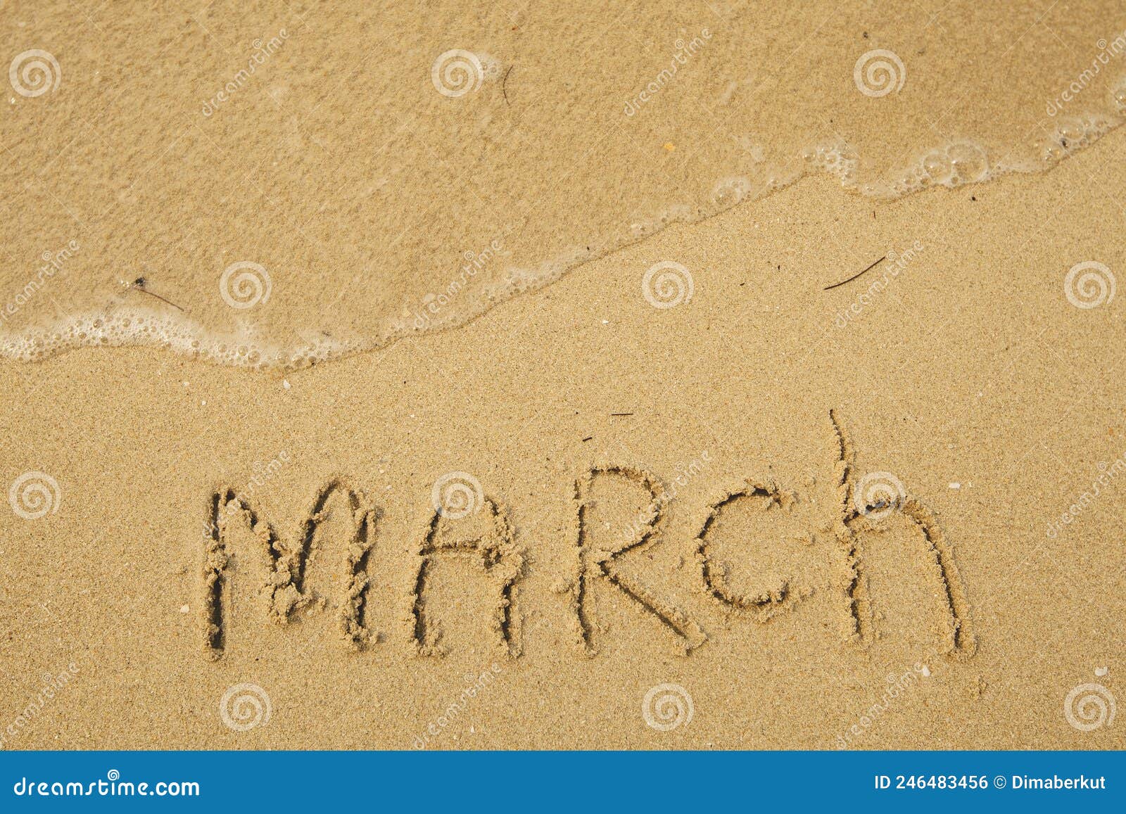 March - Handwritten on the Soft Beach Sand. Stock Photo - Image of ...
