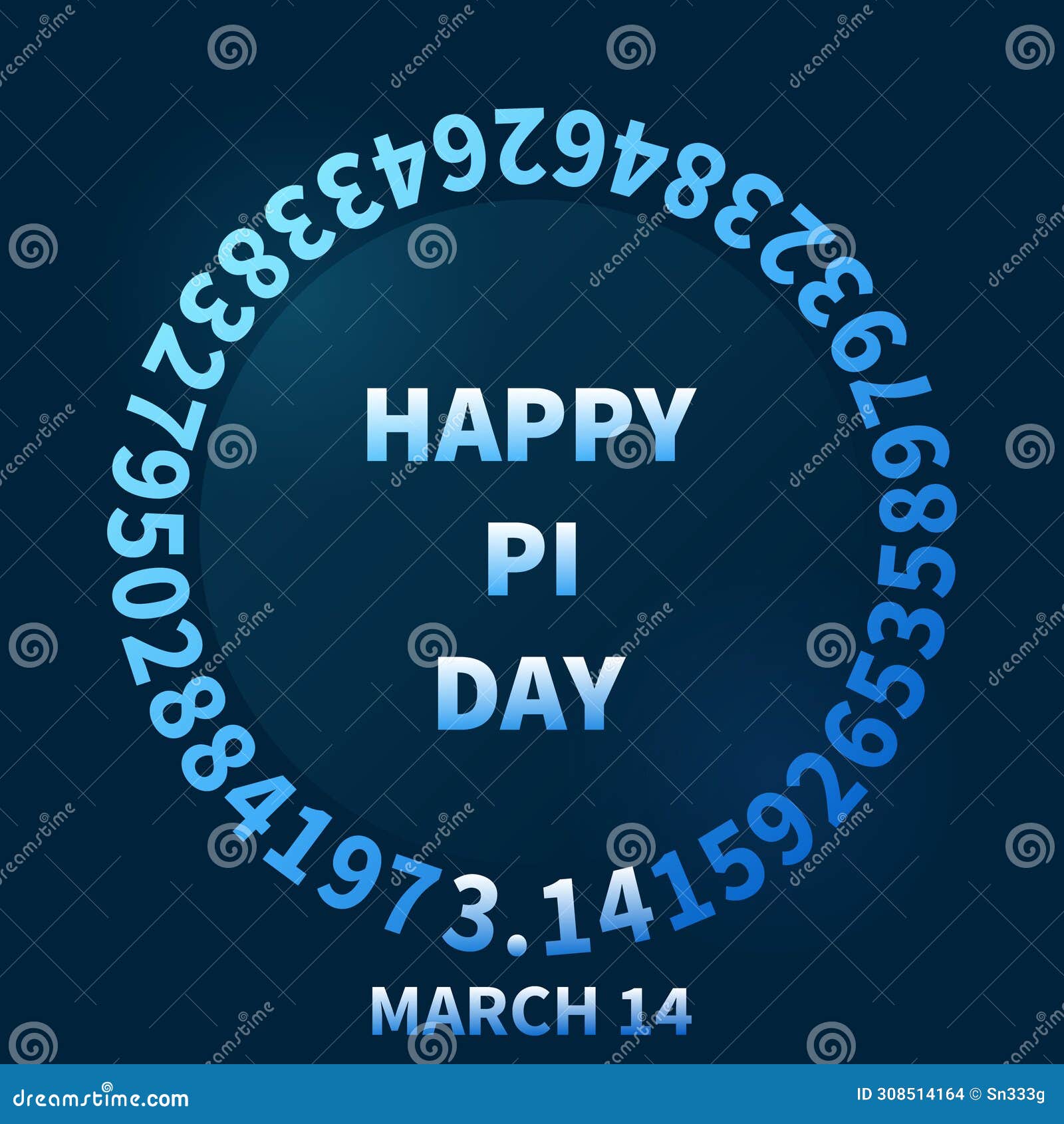 March 14 Happy PI Day Round Background - Pi Numbers Circle Shaped ...