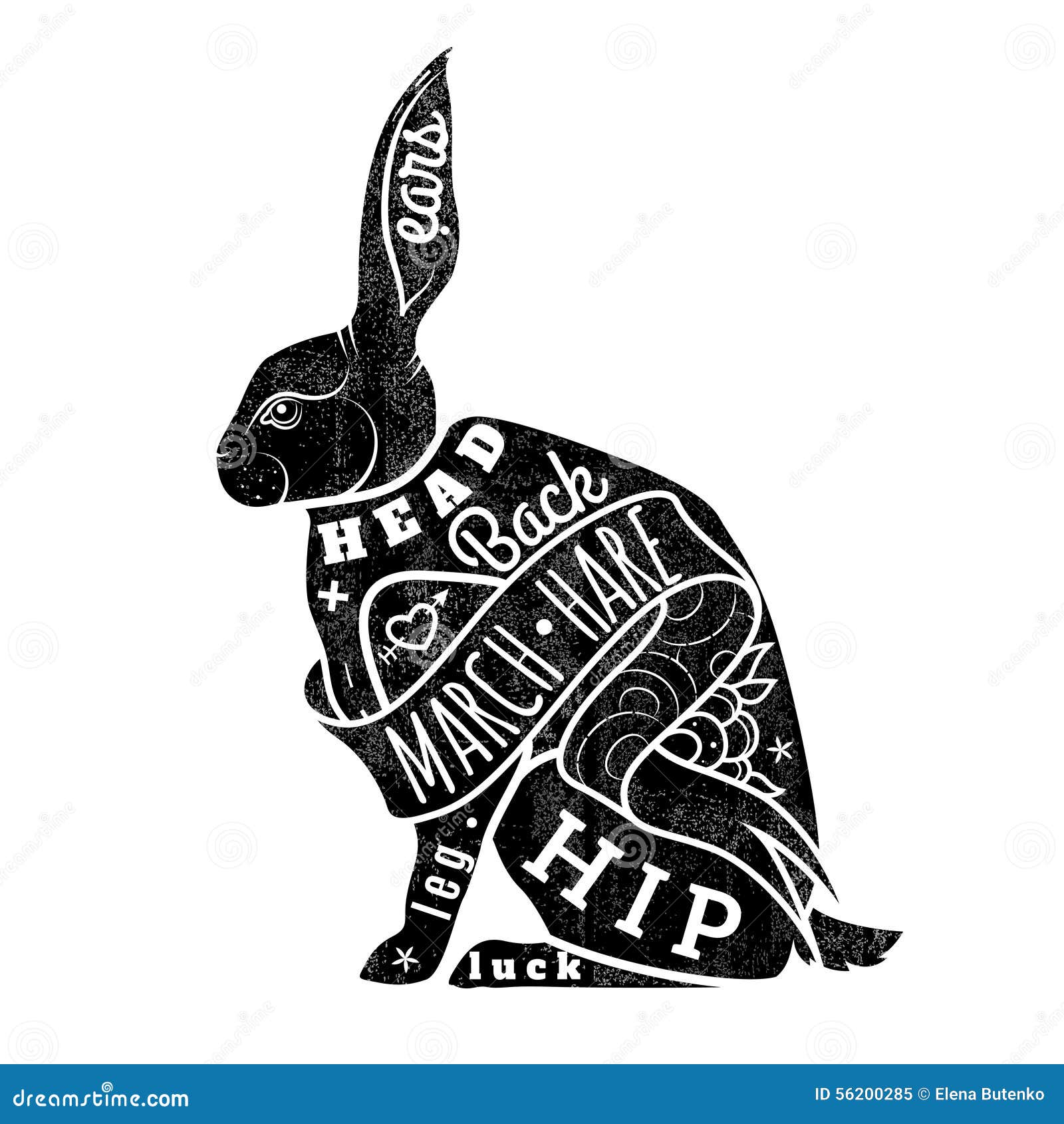 March Hare stock vector. Illustration of fonts, march - 56200285