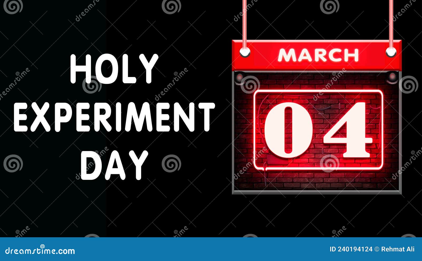 04 March, Holy Experiment Day, Neon Text Effect on Black Background ...