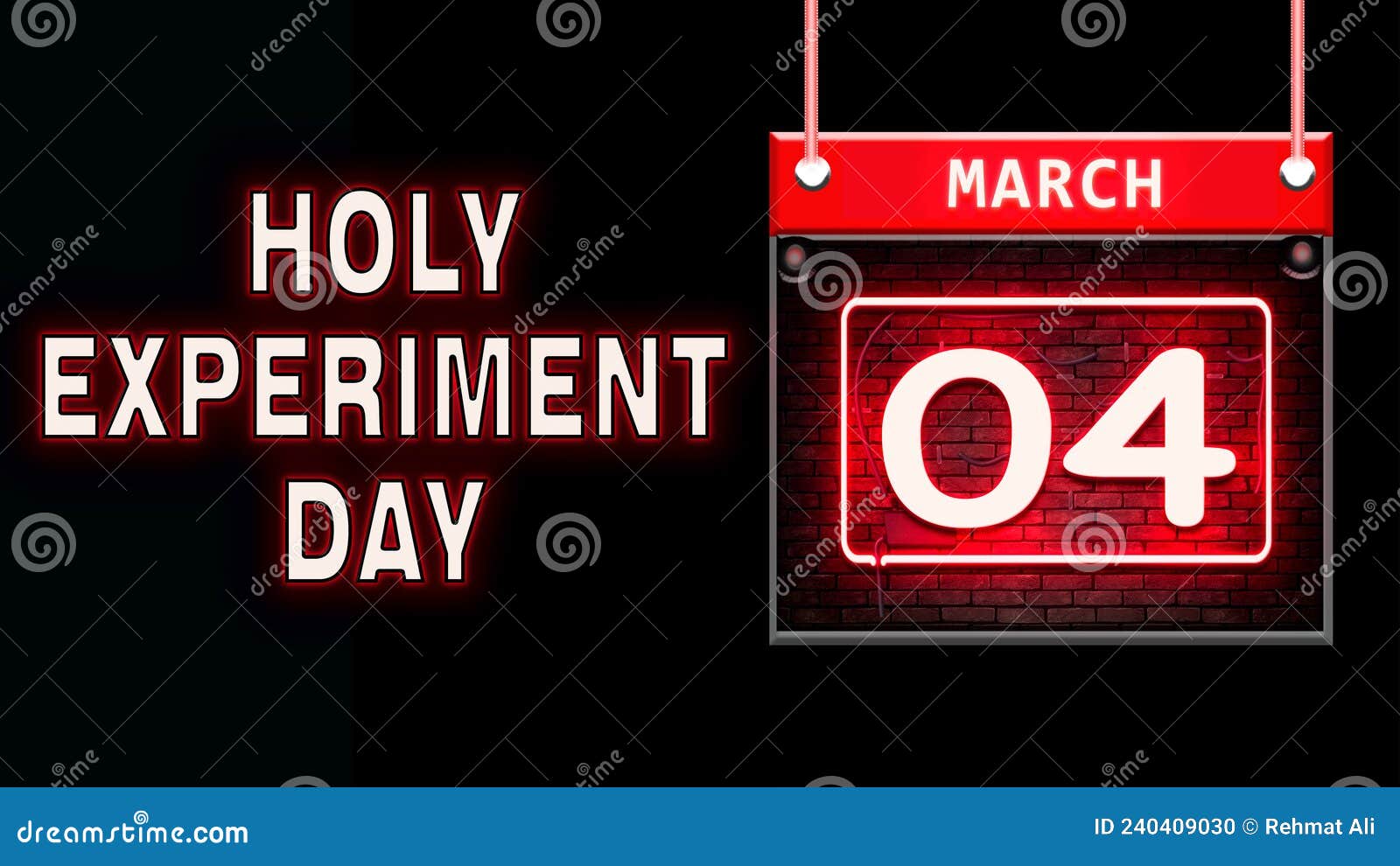 04 March, Holy Experiment Day, Neon Text Effect on Black Background ...