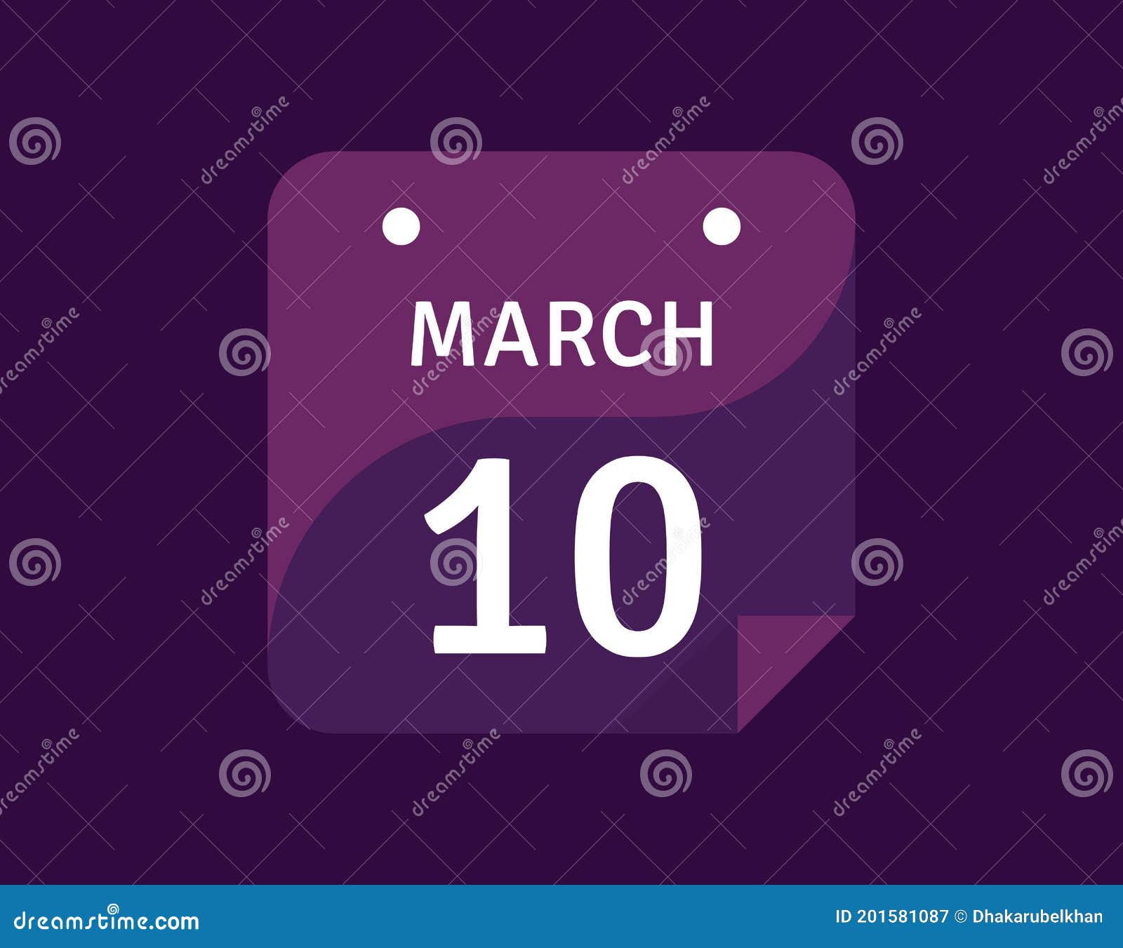 10 March, March 10 Icon Single Day Calendar Vector Illustration Stock ...