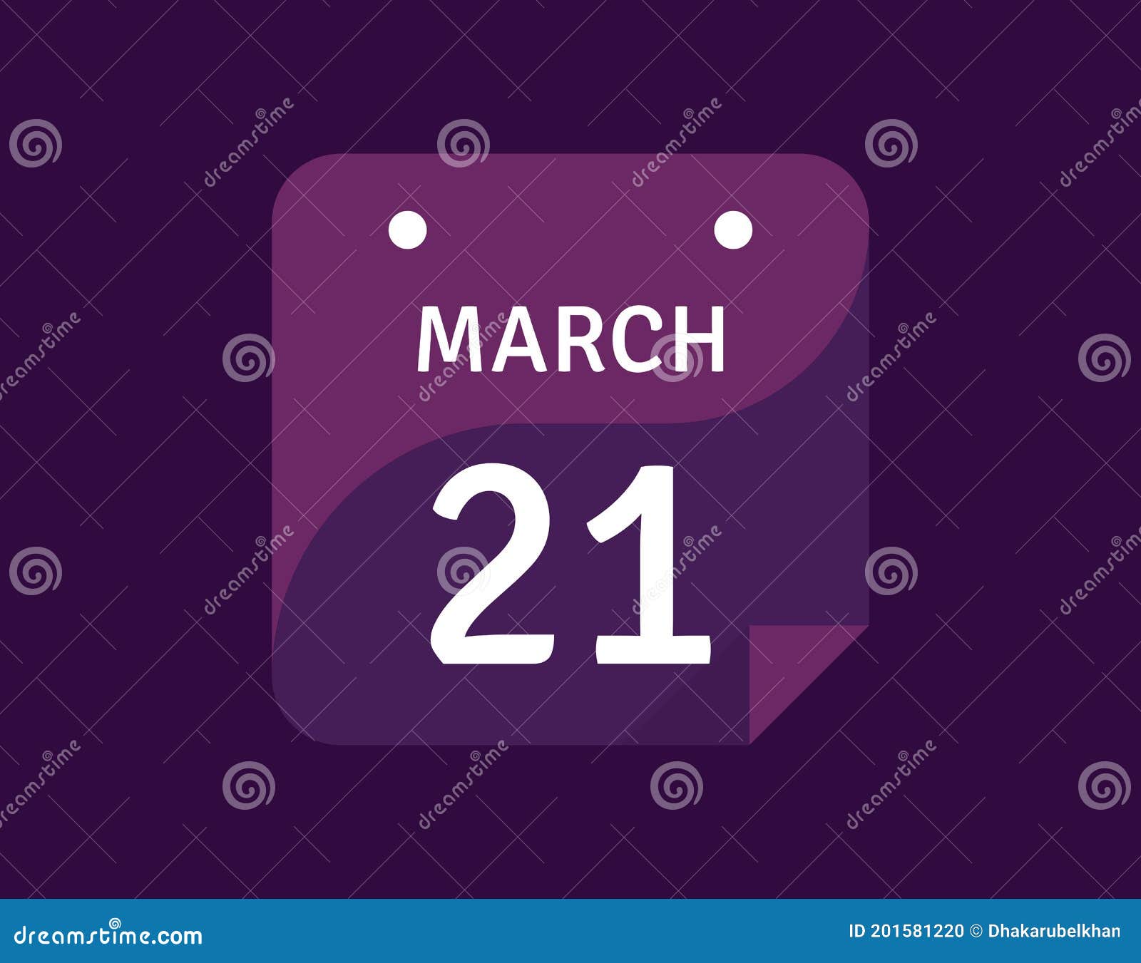 21 March, March 21 Icon Single Day Calendar Vector Illustration Stock ...