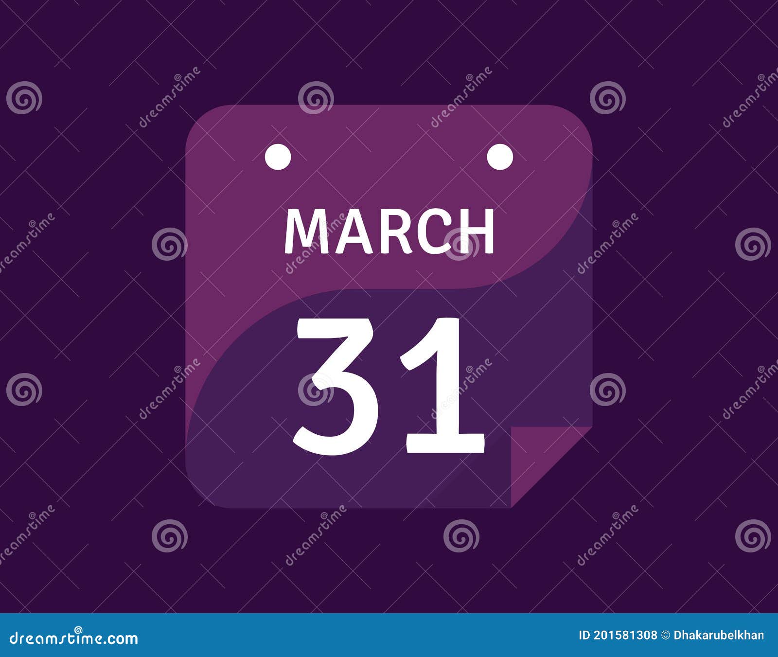 31 March, March 31 Icon Single Day Calendar Vector Illustration Stock ...