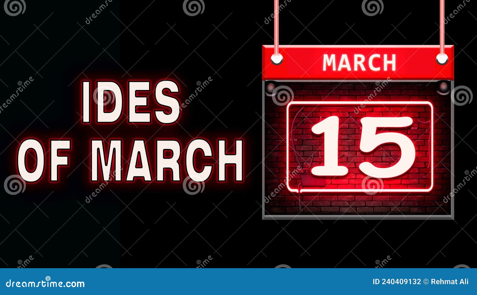 15 March, Ides of March, Neon Text Effect on Black Background Stock ...