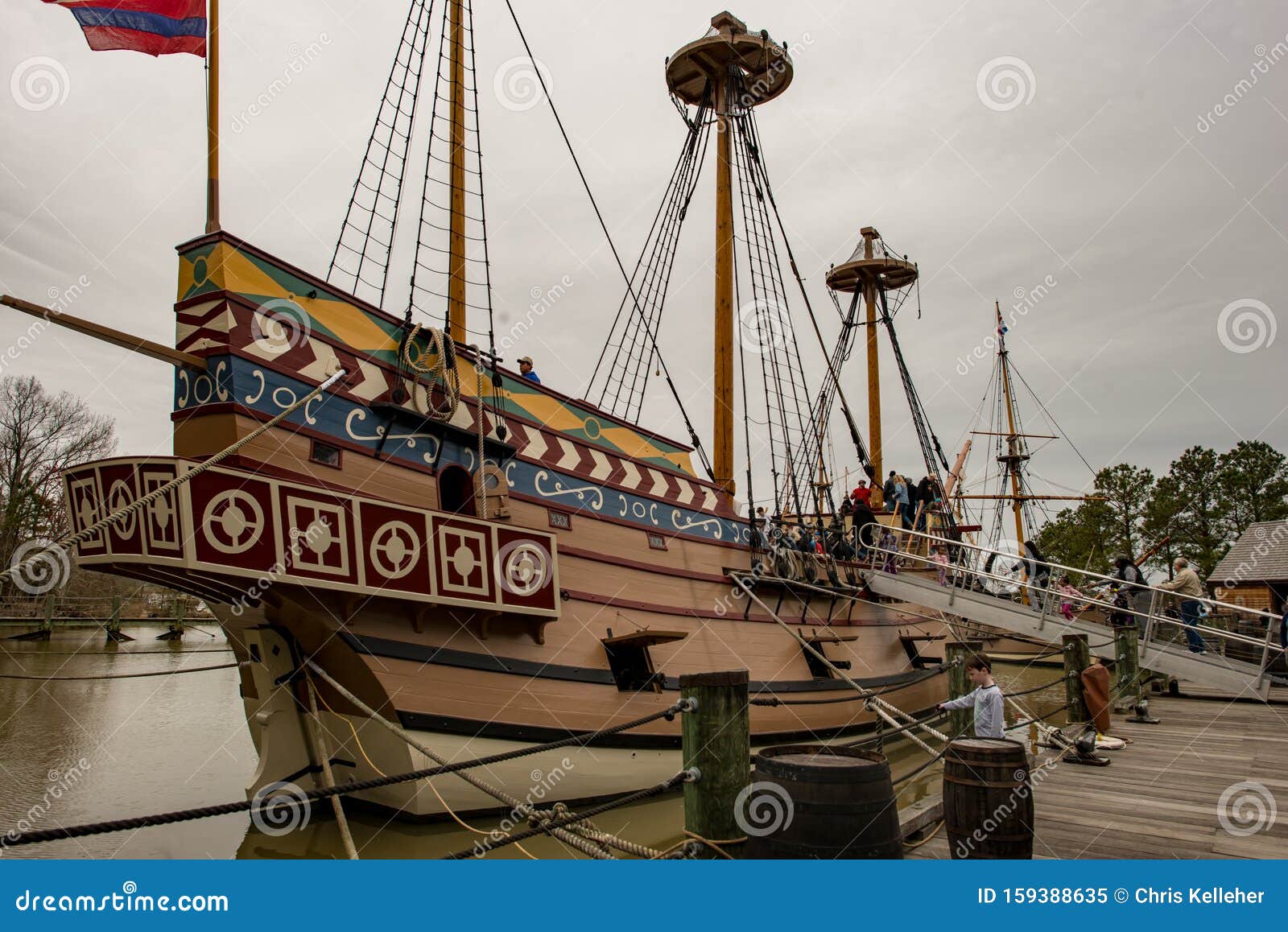 March 27, 2018 - Jamestown, VA: View of Historic Replica Sailing Ships ...