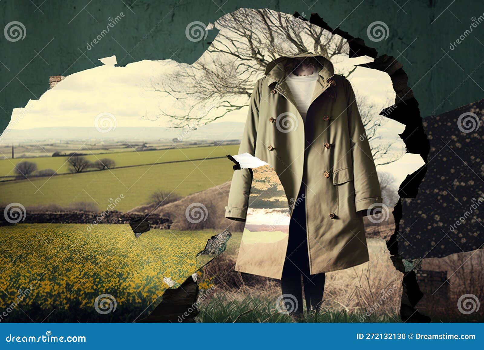 March Landscape Artwork in Collage Created with Generative AI ...