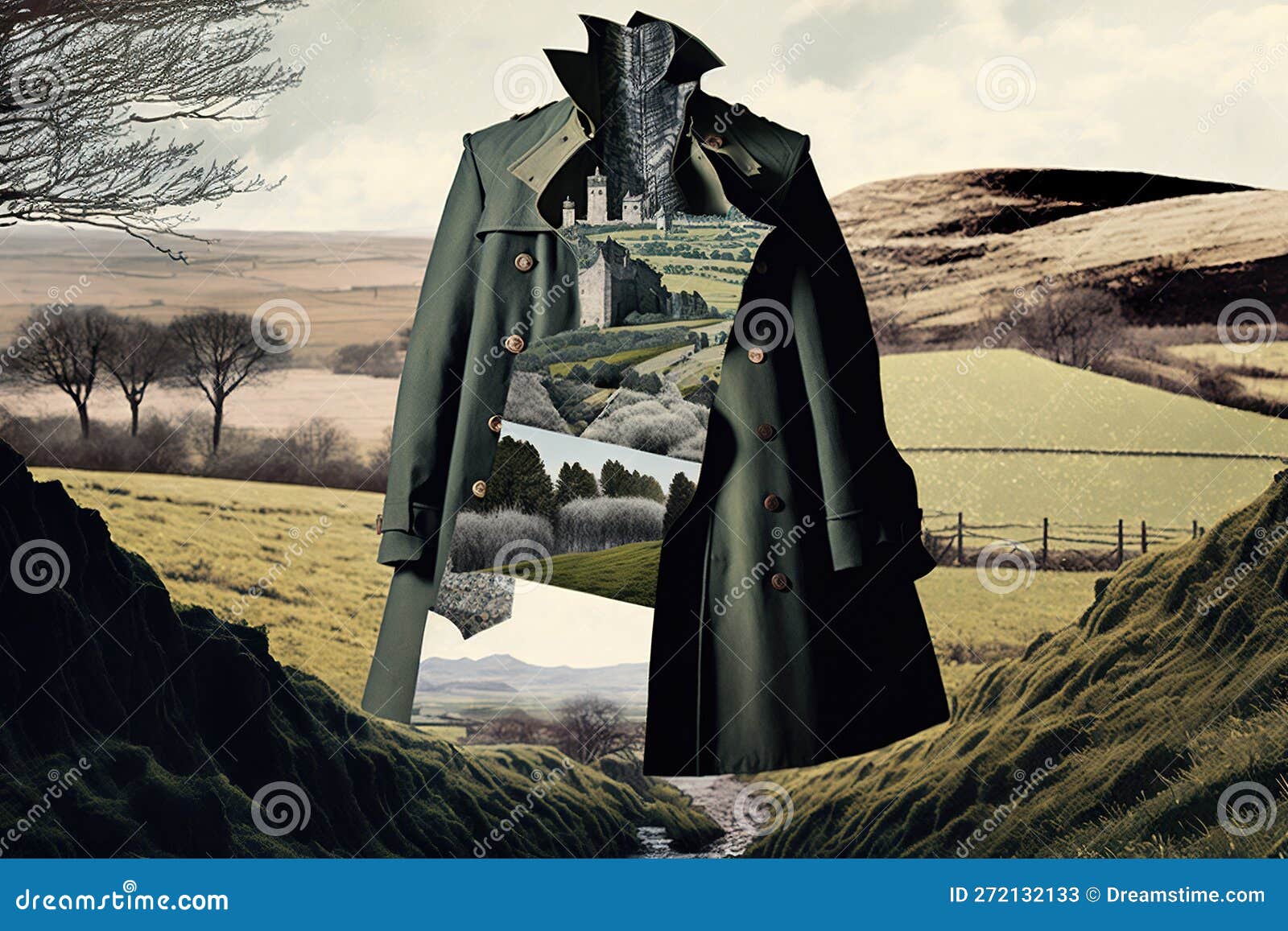 March Landscape Artwork in Collage Created with Generative AI ...