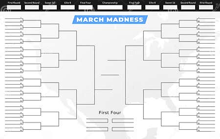 March Madness Tournament Bracket. Empty Competition Grid Template Stock ...