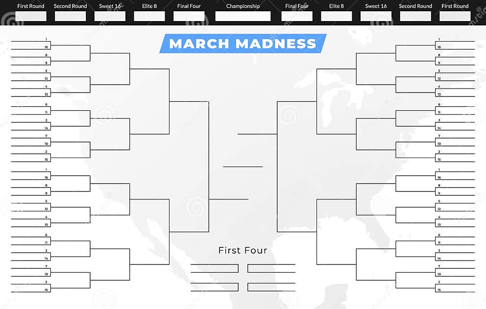 March Madness Tournament Bracket. Empty Competition Grid Template Stock ...