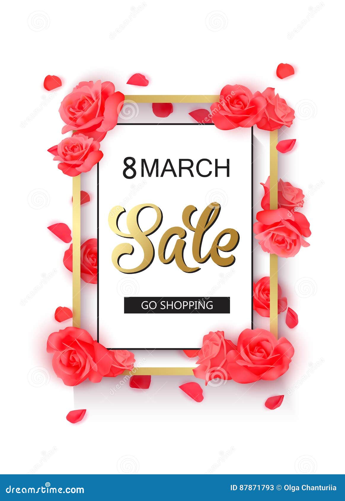 8 March Modern Background Design with Red Roses. Stock Vector ...