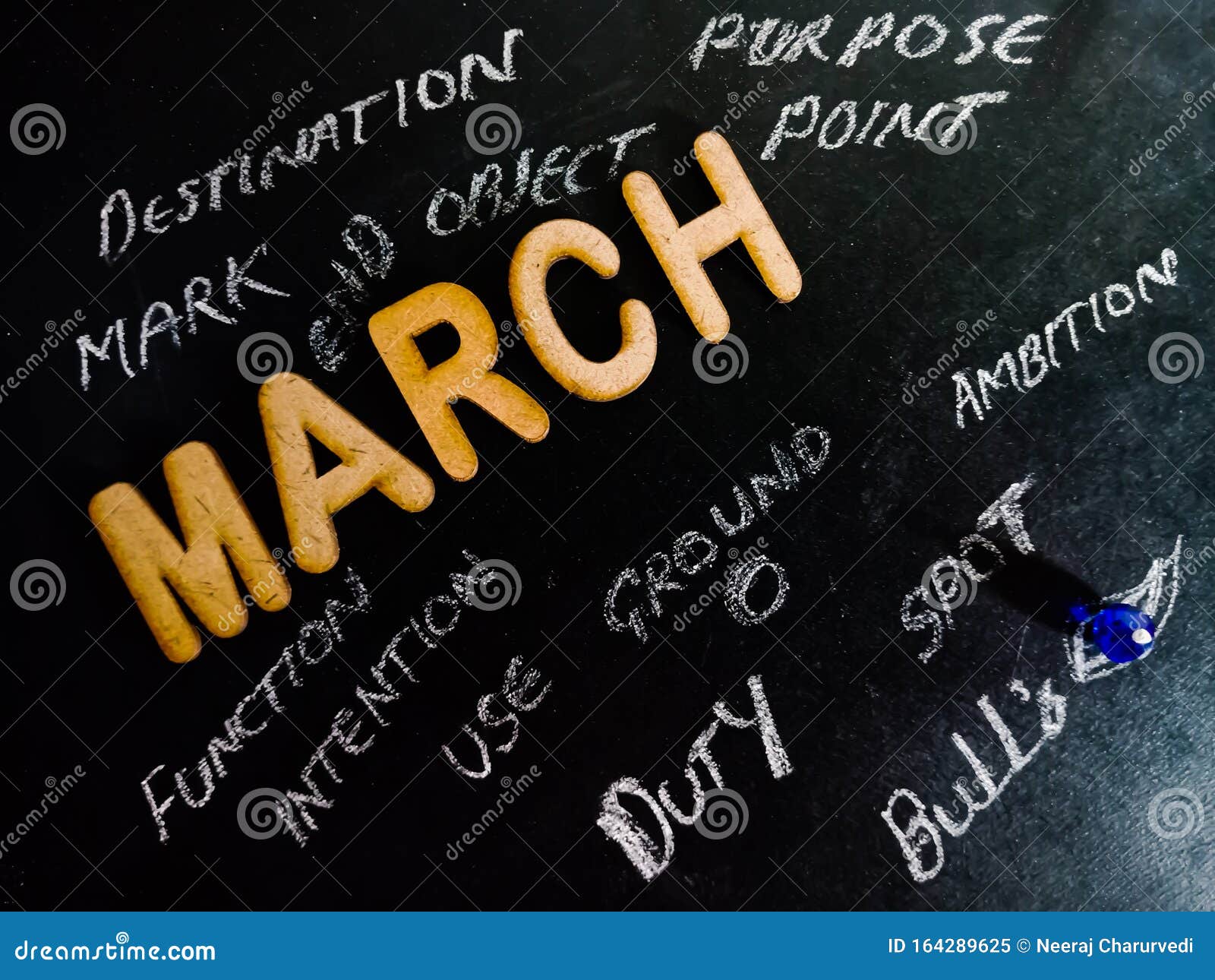 March Month Target Concept Displaying with Multiple Thoughts Collection ...