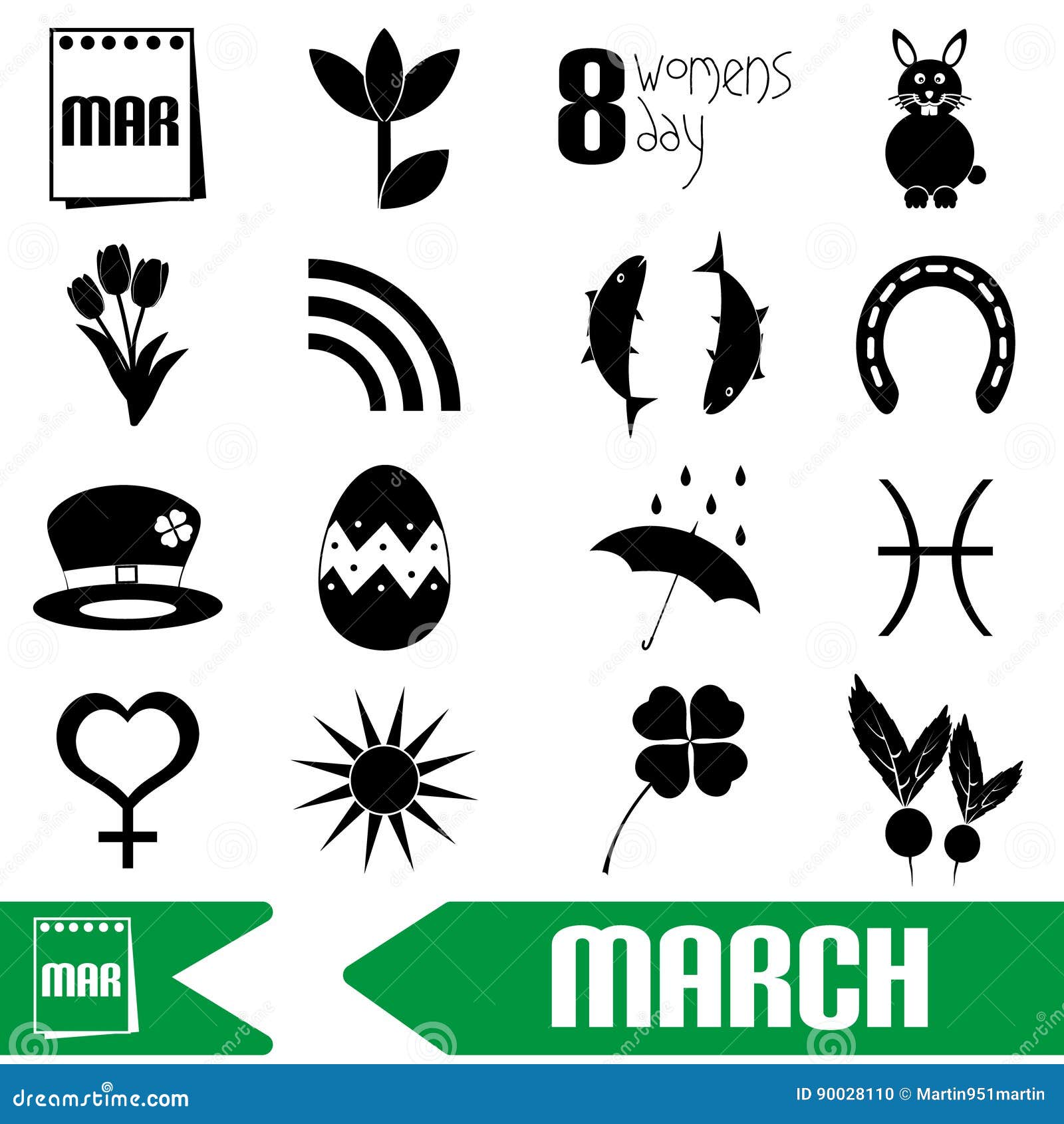 March Month Theme Set of Simple Outline Icons Eps10 Stock Vector ...