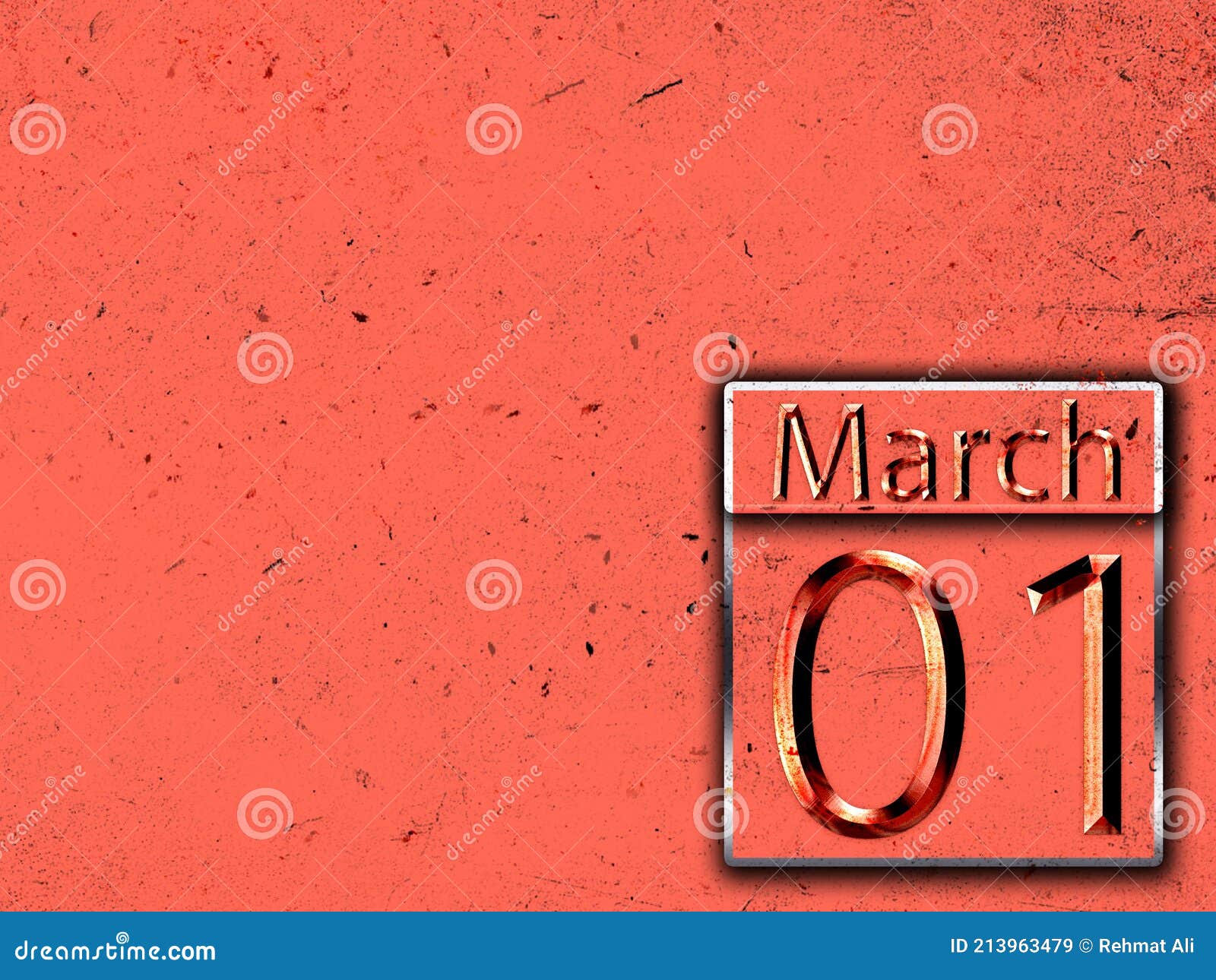 01 March, Monthly Calendar on Backgrand Stock Illustration ...