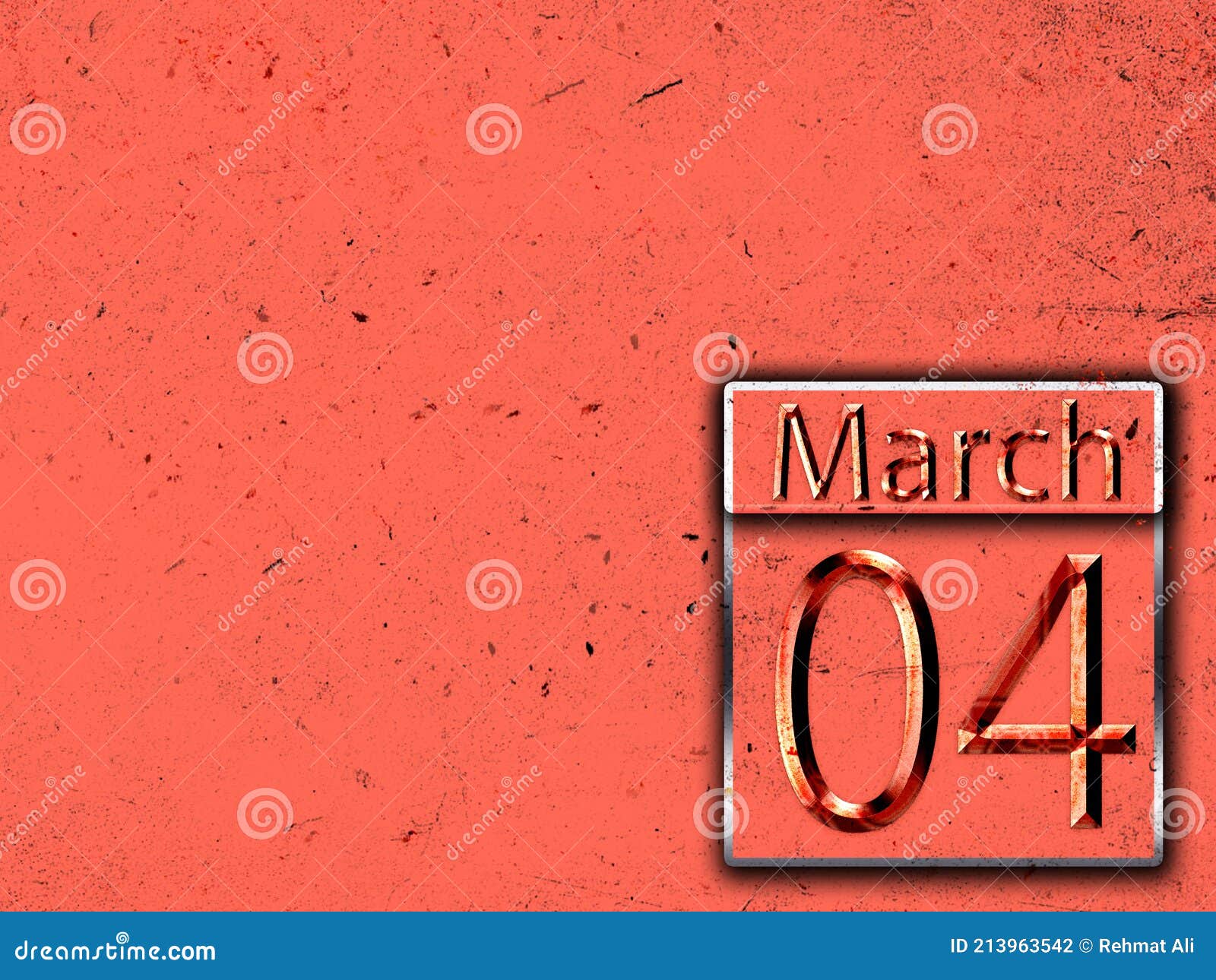 04 March, Monthly Calendar on Backgrand Stock Illustration ...