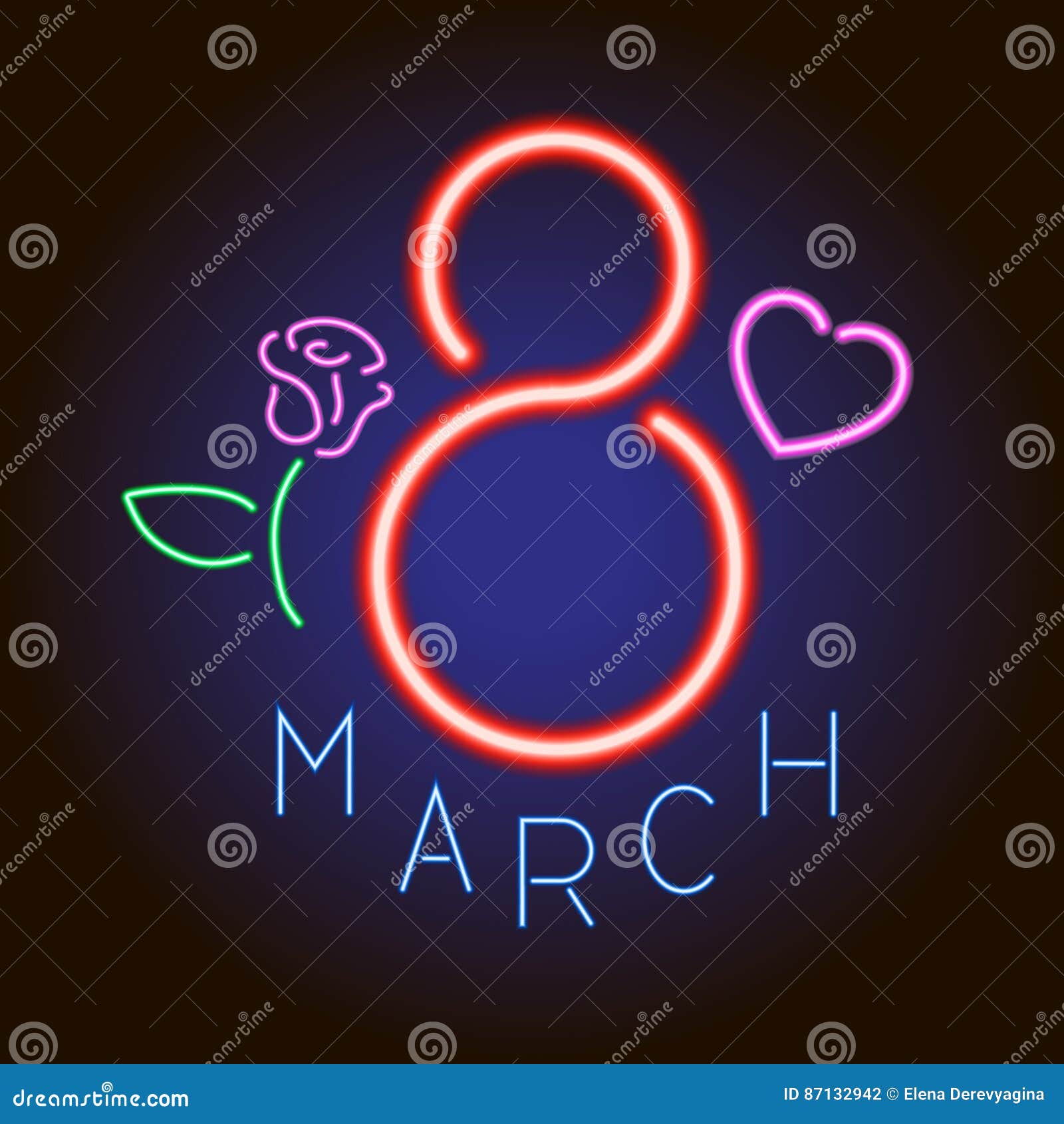 8 March Neon Bright for Decoration Vector Illustration Stock Vector ...
