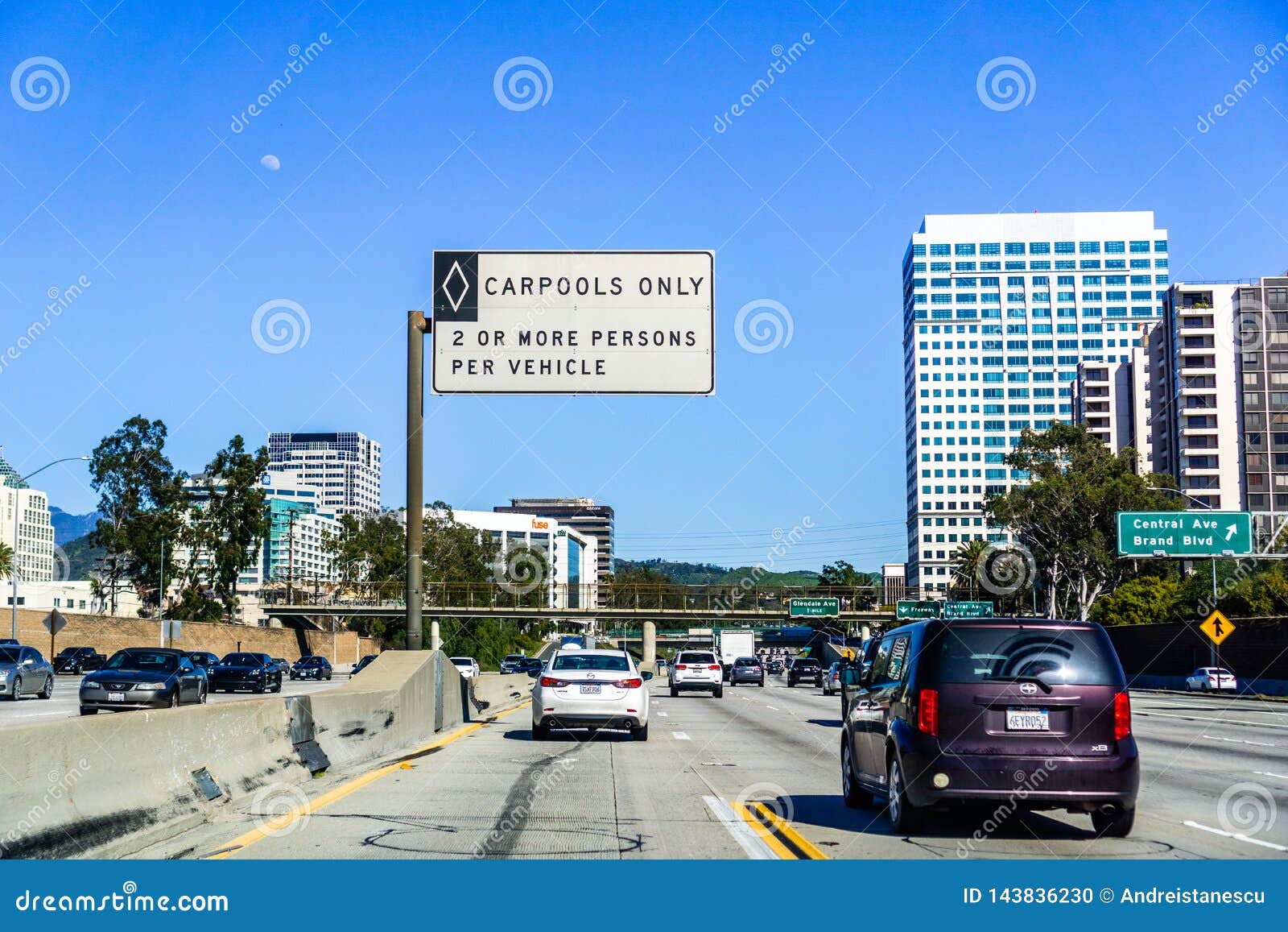 Carpool Lane Ahead - Sign On Large Overhead Signage Informs Drivers ...