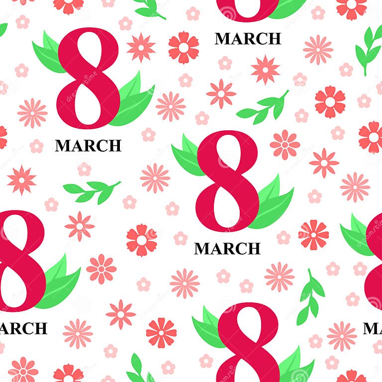 8 March Pattern Seamless with Flowers Stock Vector - Illustration of ...