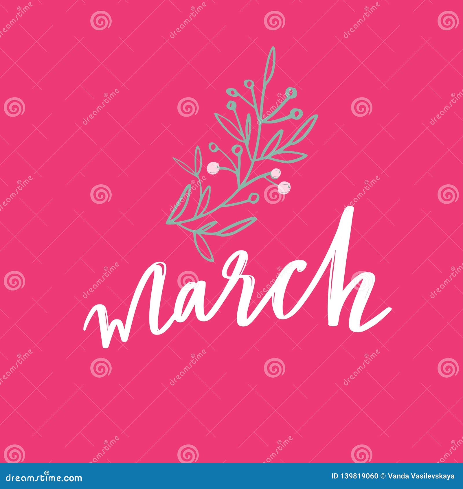 March Spring Vector Handwritten Lettering. Hand Sketched Sign Stock ...
