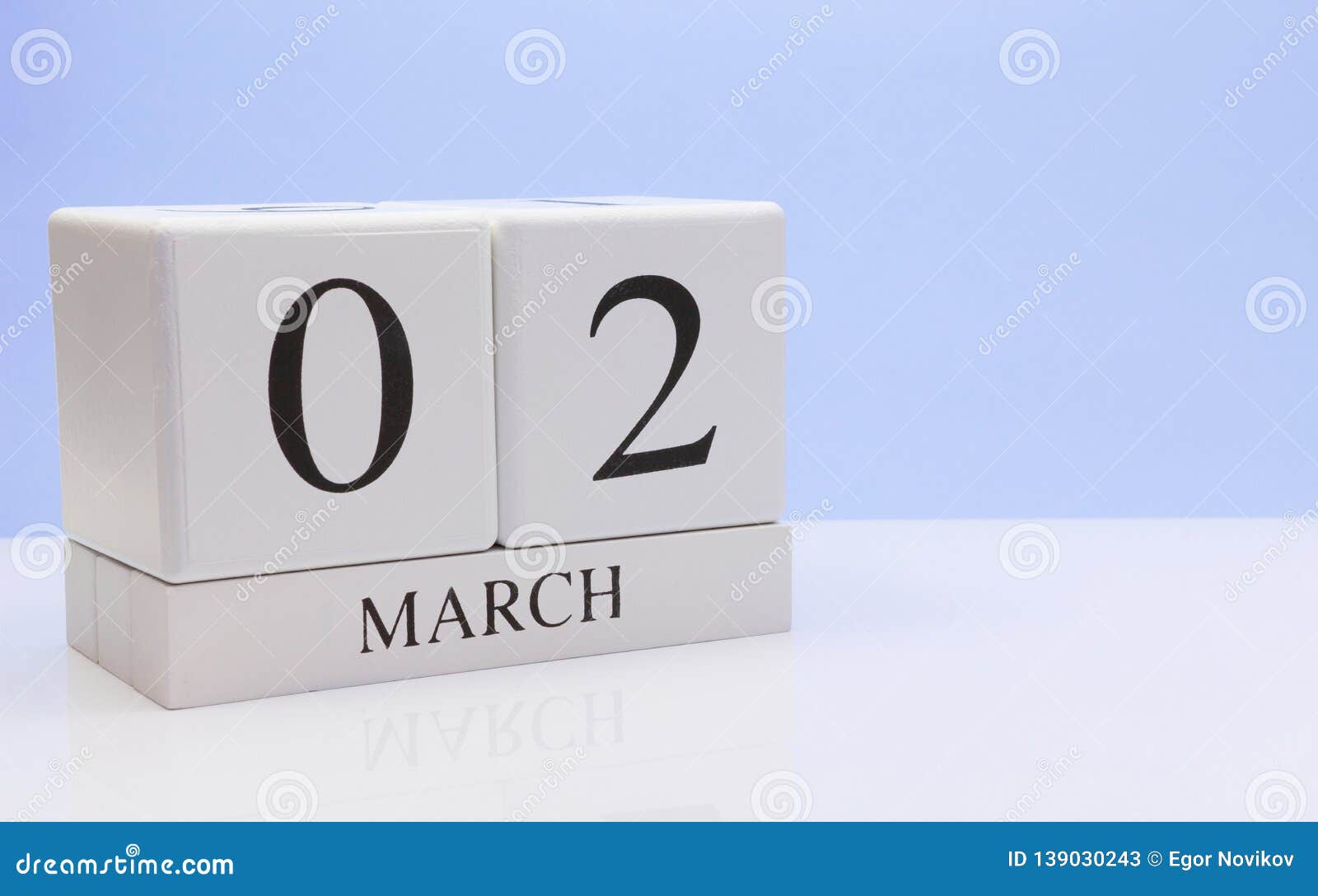 March 02st. Day 02 of Month, daily Calendar on White Table with ...
