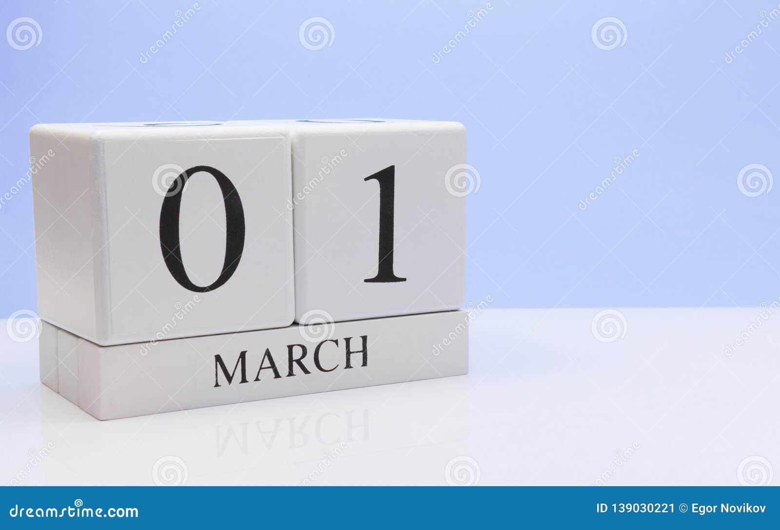 March 01st. Day 01 of Month, daily Calendar on White Table with ...