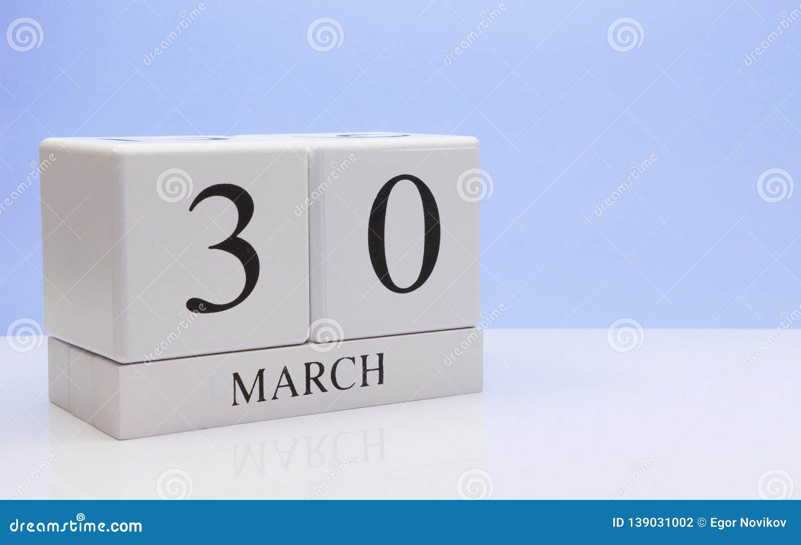 March 30st. Day 30 of Month, daily Calendar on White Table with ...