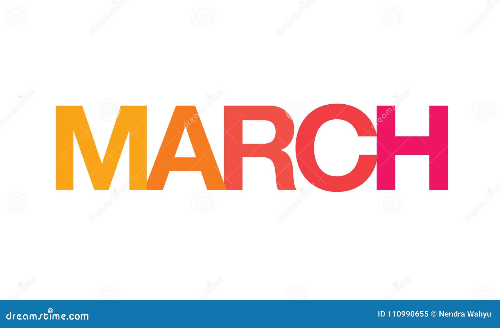 March Typography in Orange Gradation Stock Vector - Illustration of ...