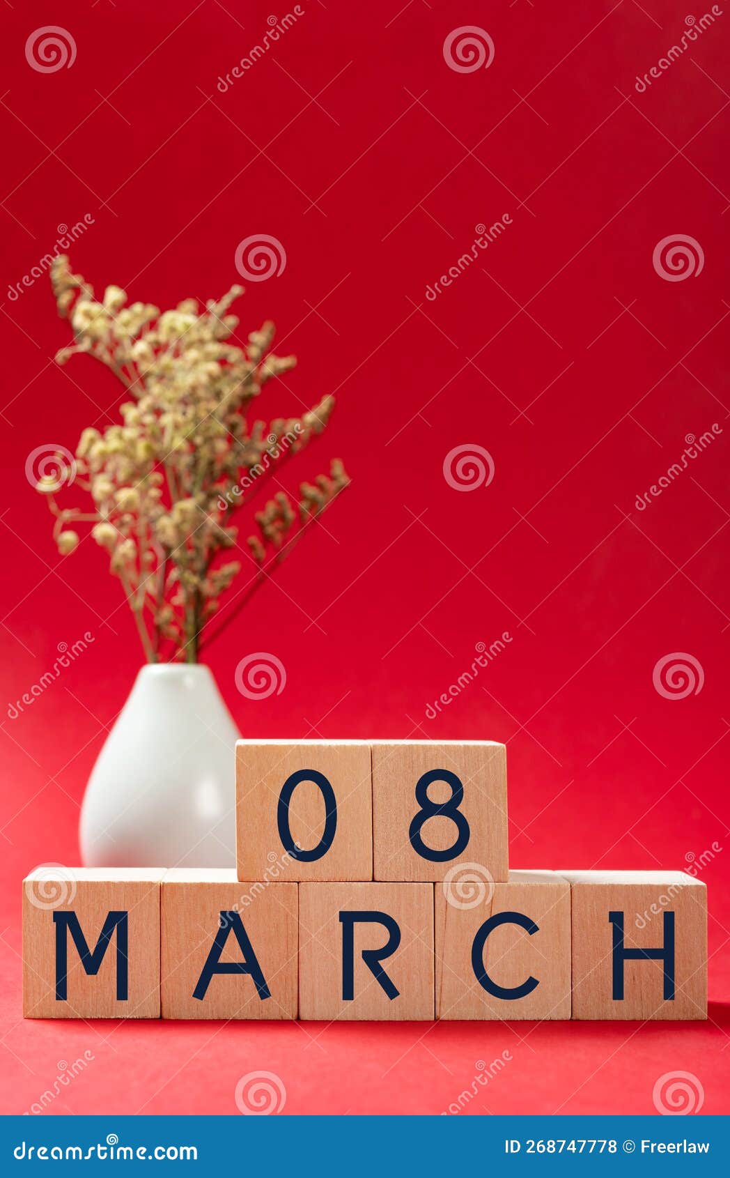 MARCH 08 & Vase on Red Vertical Composition Stock Photo - Image of ...